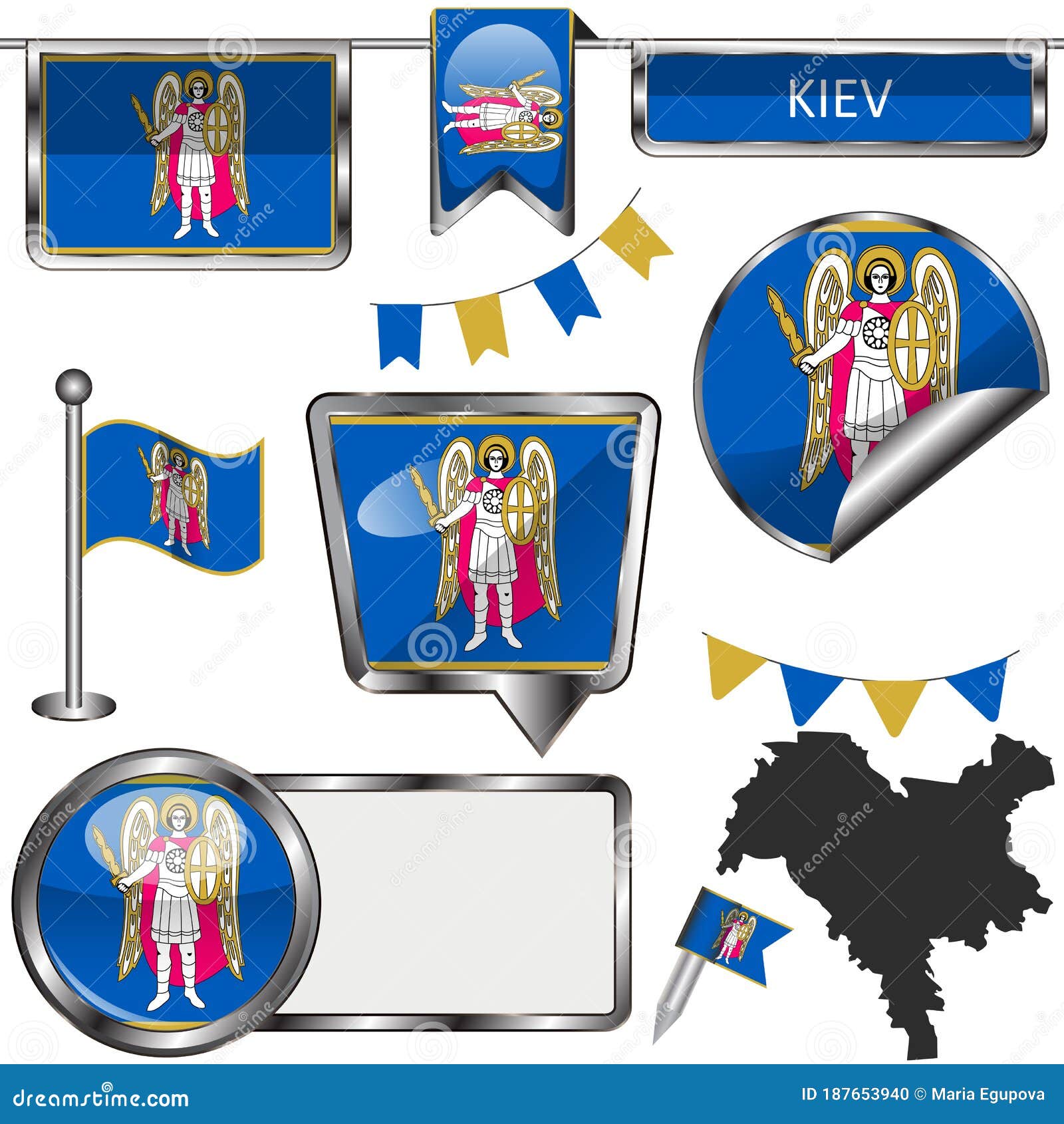 Flags of Kiev, Ukraine stock vector. Illustration of icon - 187653940