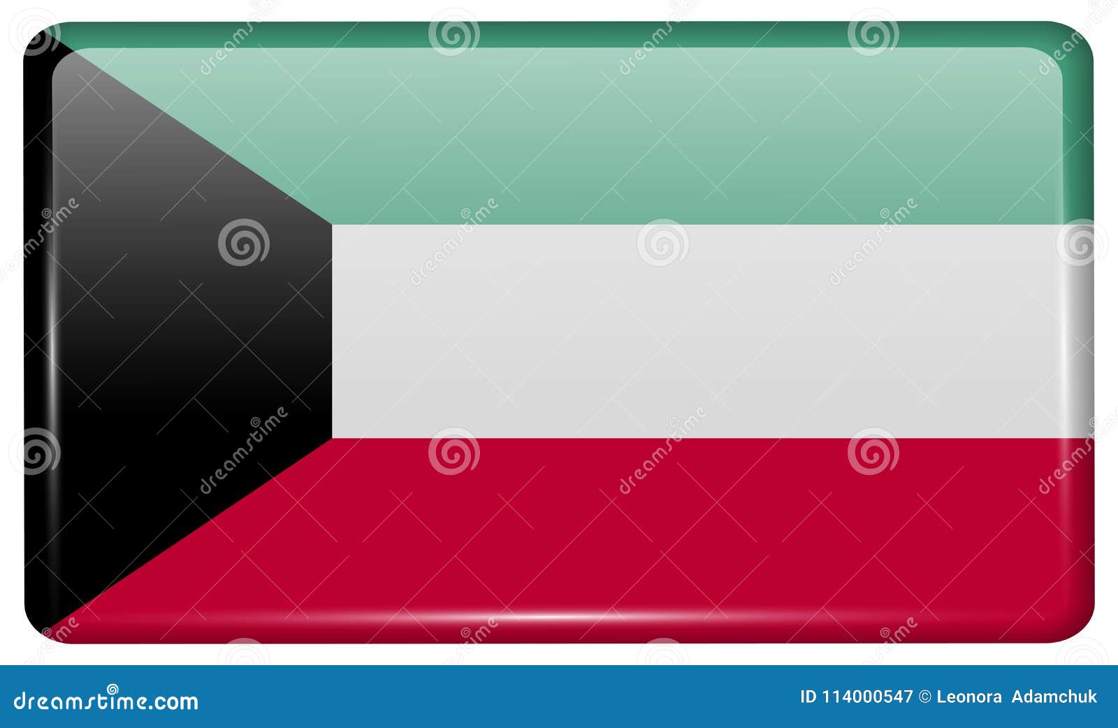 Flags Kuwait in the Form of a Magnet on Refrigerator with Reflections ...