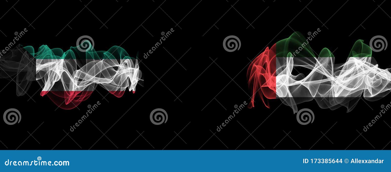 Flags of Kuwait and UAE on Black Background, Kuwait Vs United Arab ...