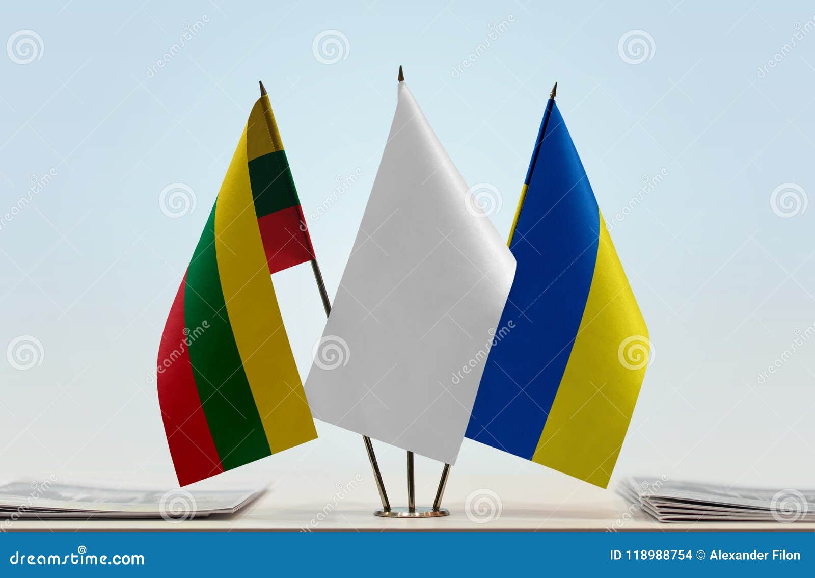 Flags of Lithuania and Ukraine Stock Photo - Image of join, cloth ...