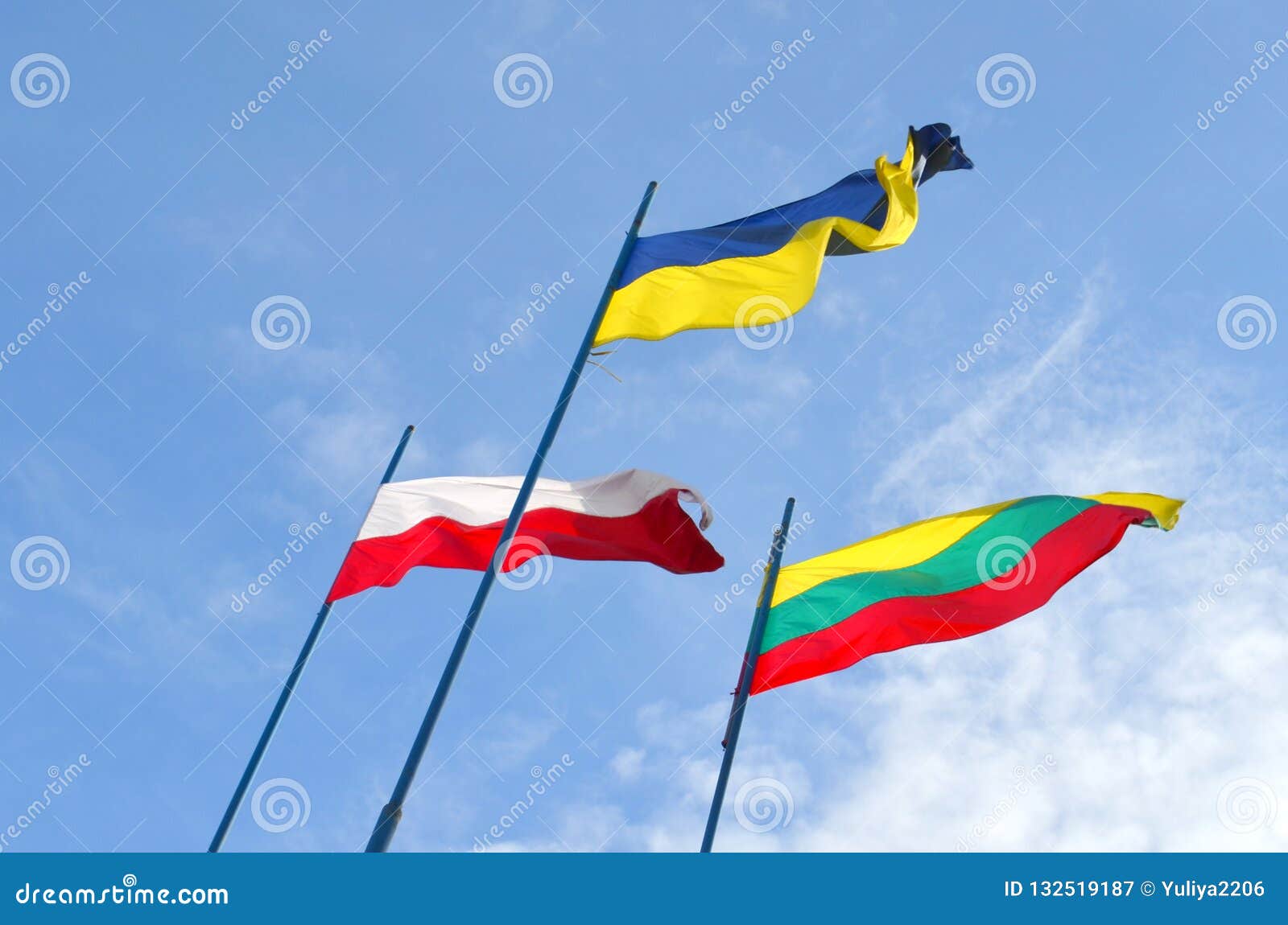 Flags of Lithuania, Ukraine and Poland Stock Image - Image of flag ...