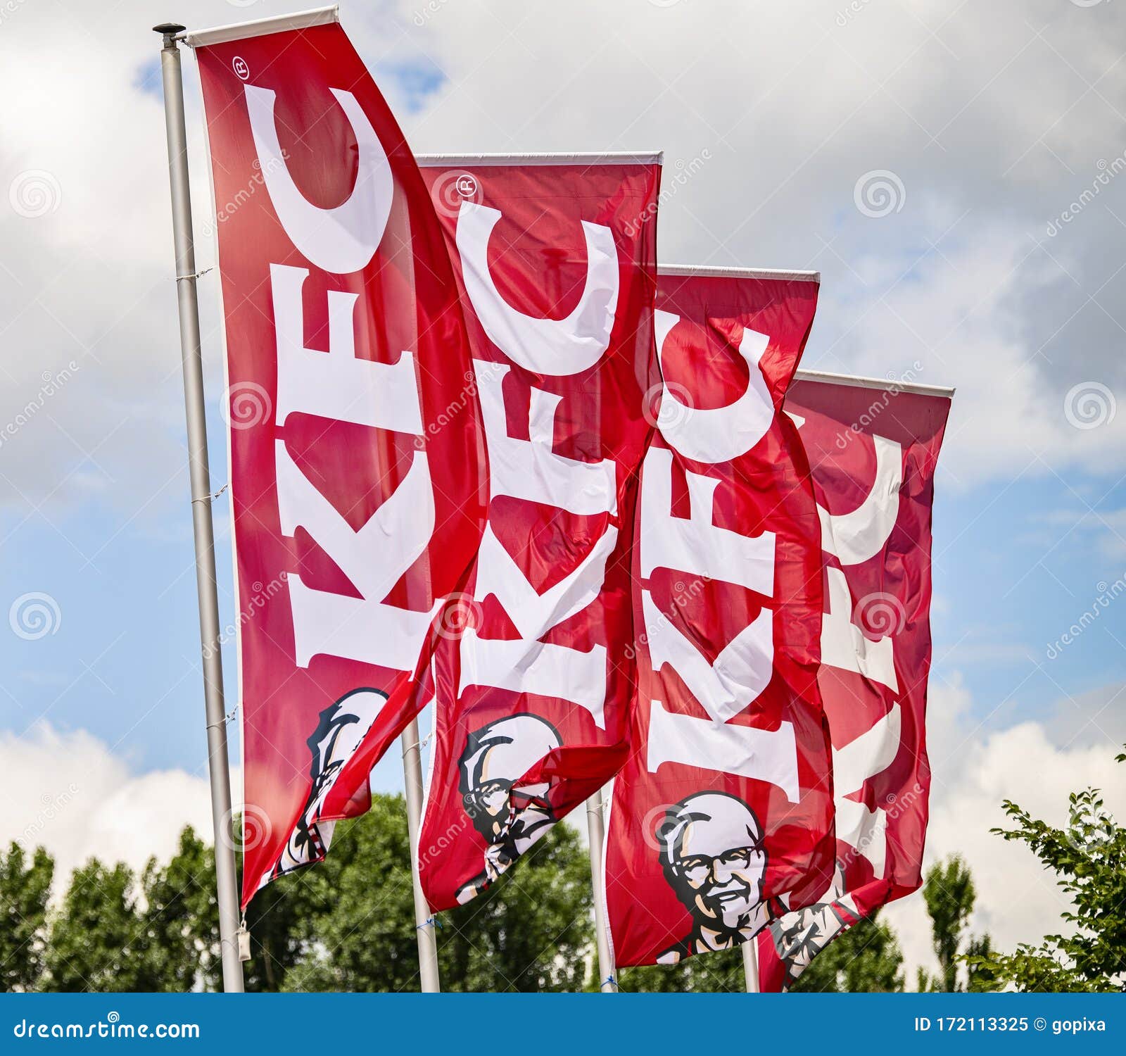 Flags with the Logo of Kentucky Fried Chicken Editorial Image - Image ...