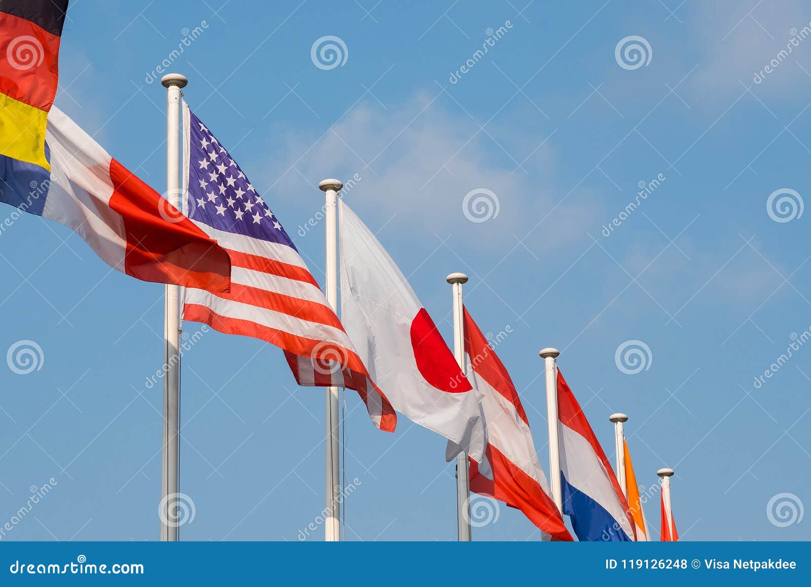 Flags of many nations stock photo. Image of cloud, flags - 119126248