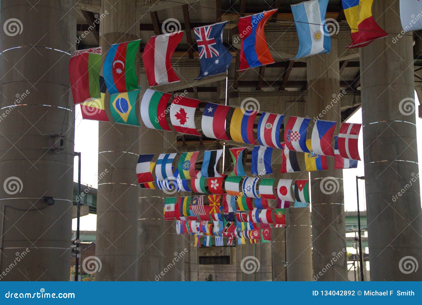 Flags of many nations stock photo. Image of symbol, bridge - 134042892