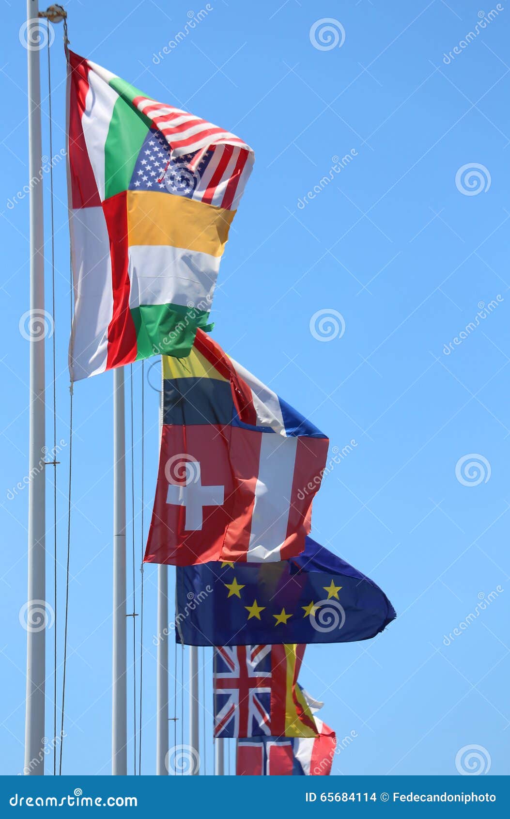Flags of Many Nations in the Wind on a Sunny Day Stock Photo - Image of ...