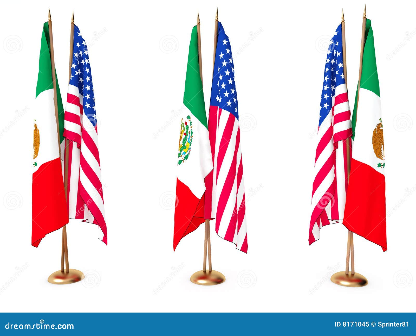 Flags of Mexican and the United State Stock Illustration - Illustration ...