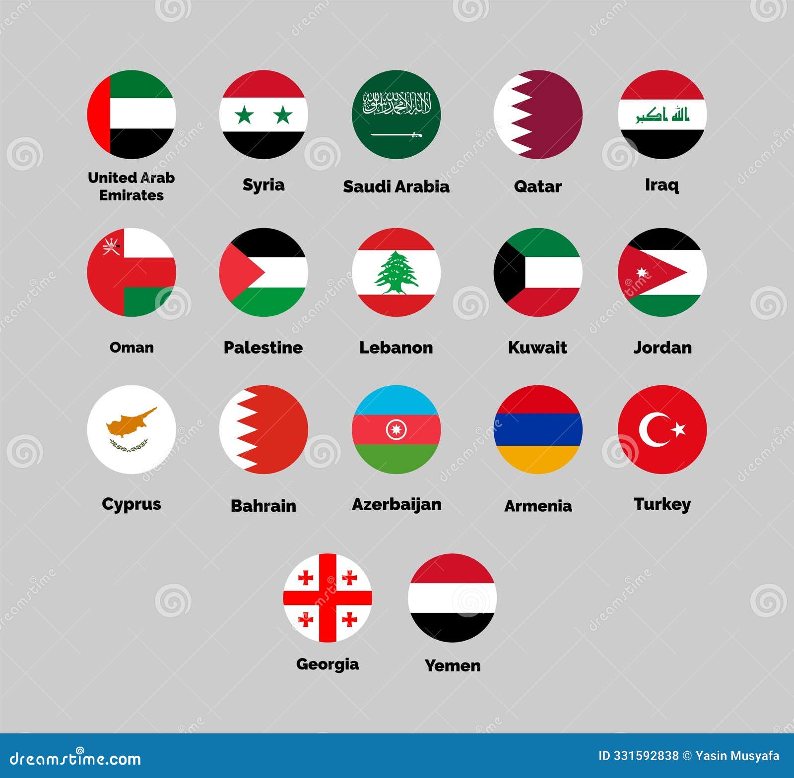 Flags of Middle Eastern Countries Stock Vector - Illustration of ...
