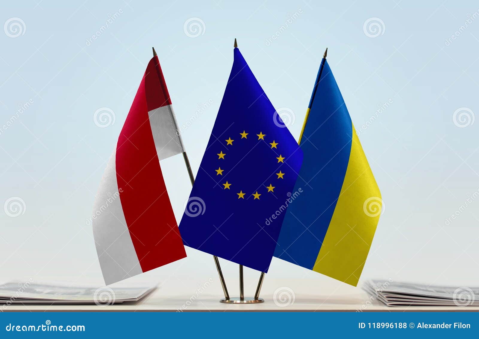 Flags of Monaco European Union and Ukraine Stock Photo - Image of flags ...