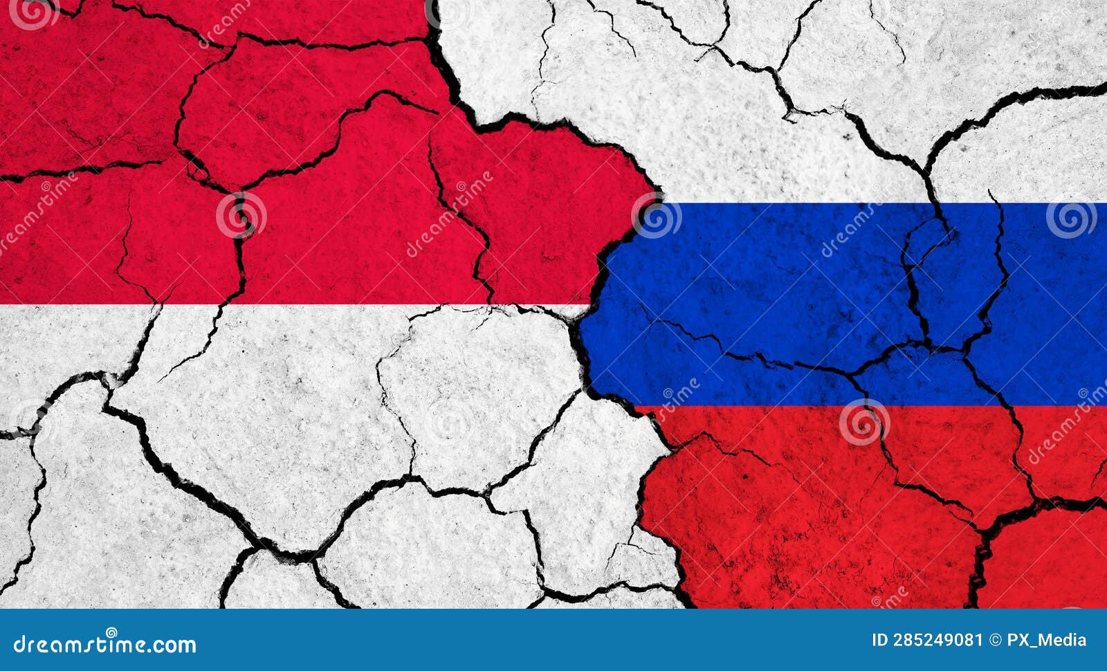 Flags of Monaco and Russia on Cracked Surface Stock Illustration ...