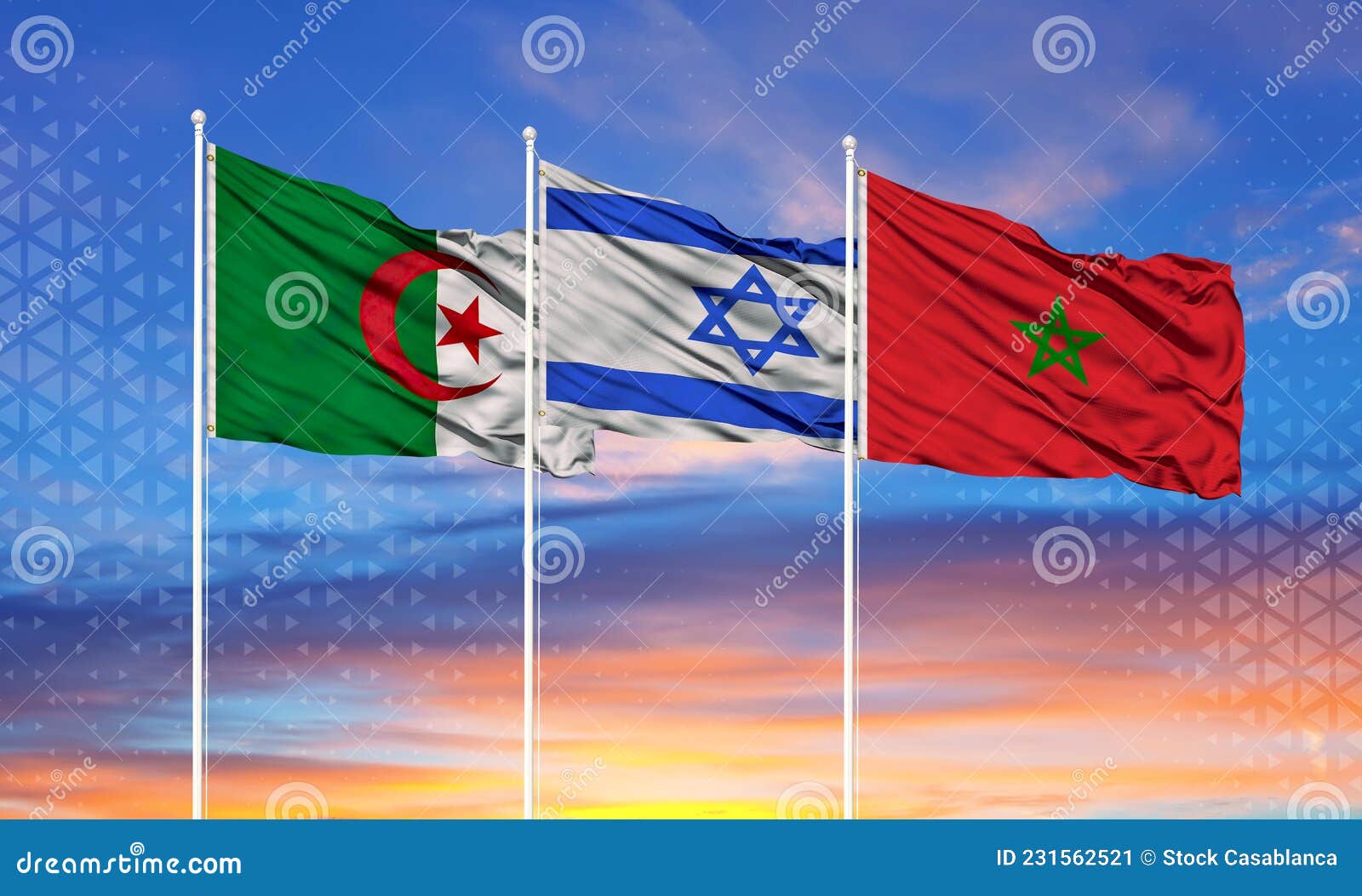 Flags of Morocco, Israel and Algeria. the Problem of Severing Relations ...