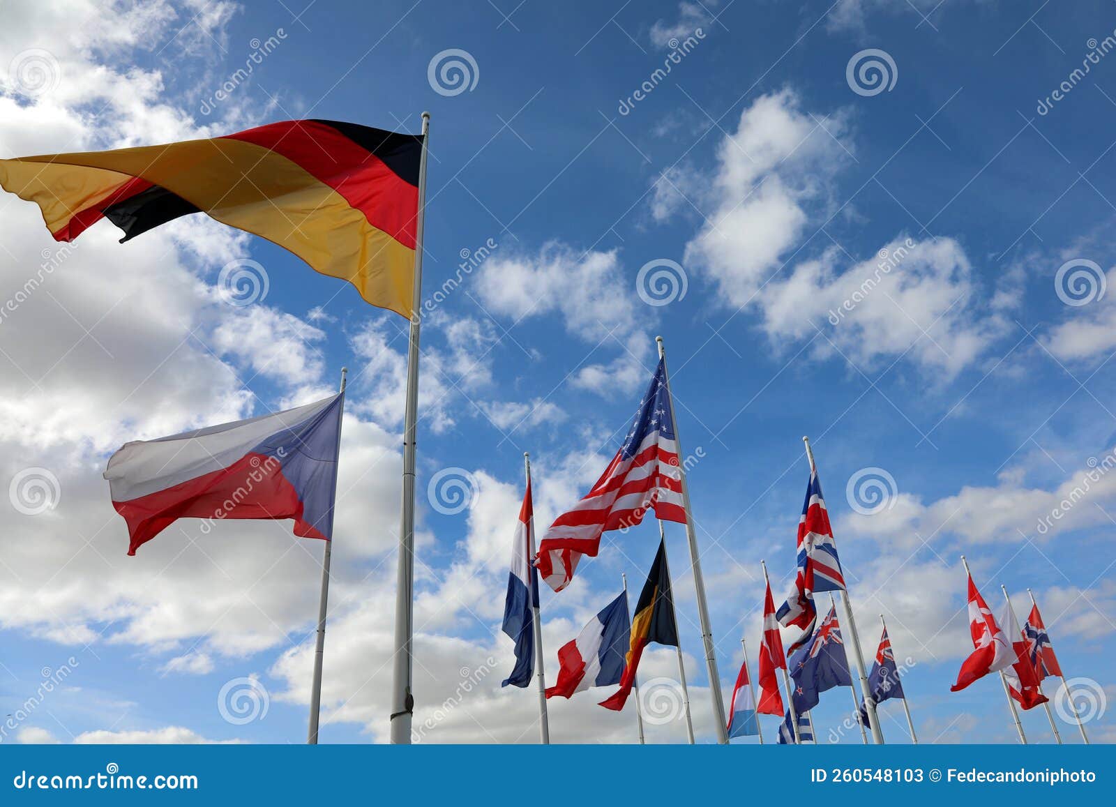 Flags of the Nations Flying during the International Meeting Stock ...