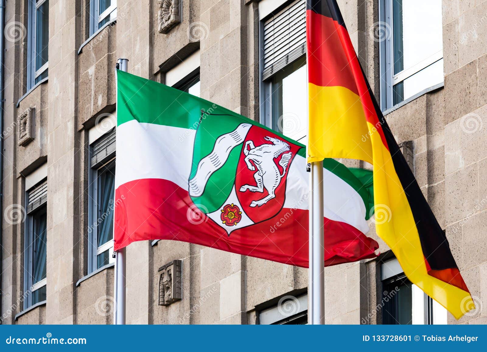 Flags of North Rhine Westphalia and Germany Stock Image - Image of ...
