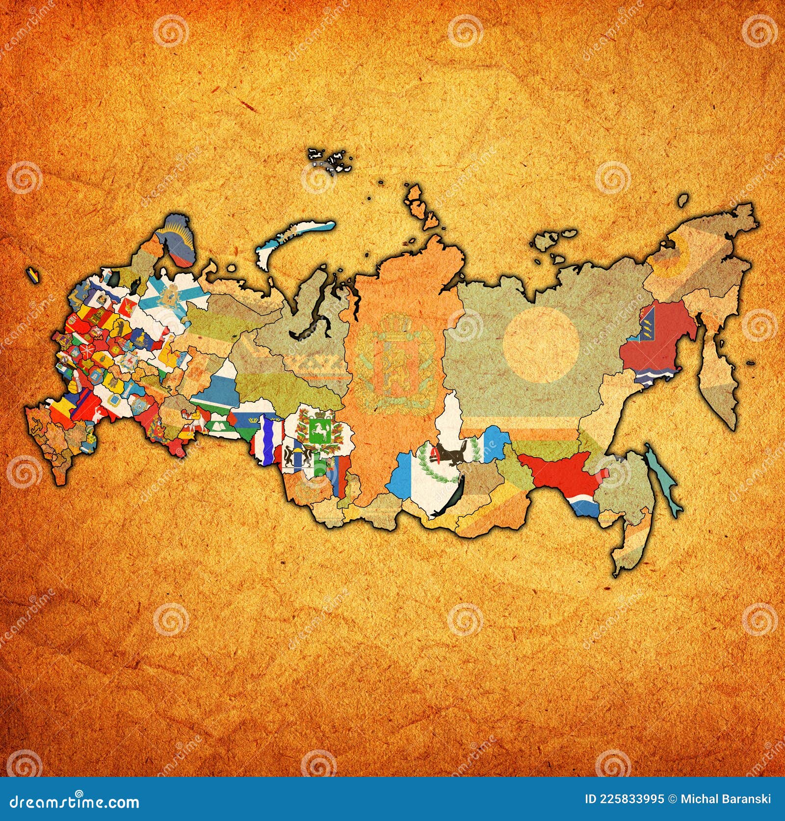 Flags of Oblasts on Administration Map of Russia Stock Image - Image of ...