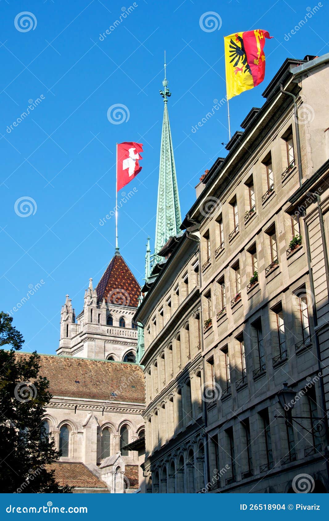 Flags over Geneva stock photo. Image of cross, historic - 26518904