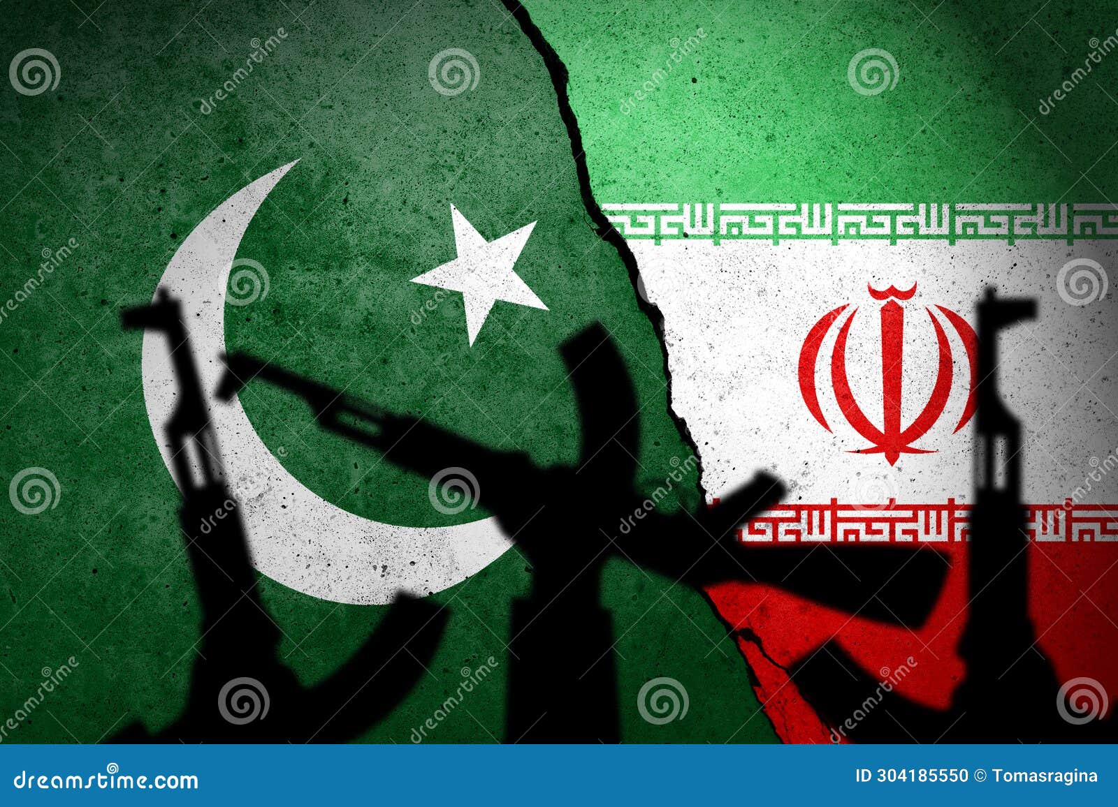 Flags of Pakistan and Iran Painted on the Wall Stock Photo - Image of ...