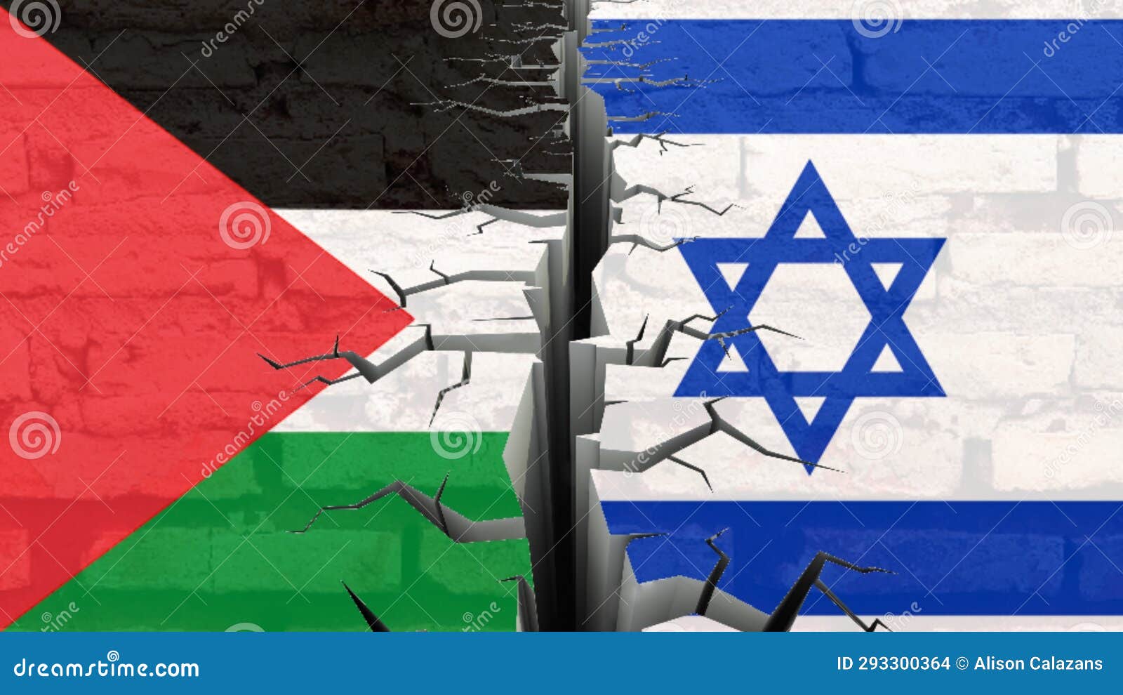Flags of Palestine and Israel Painted on Cracked Wall Editorial Stock ...