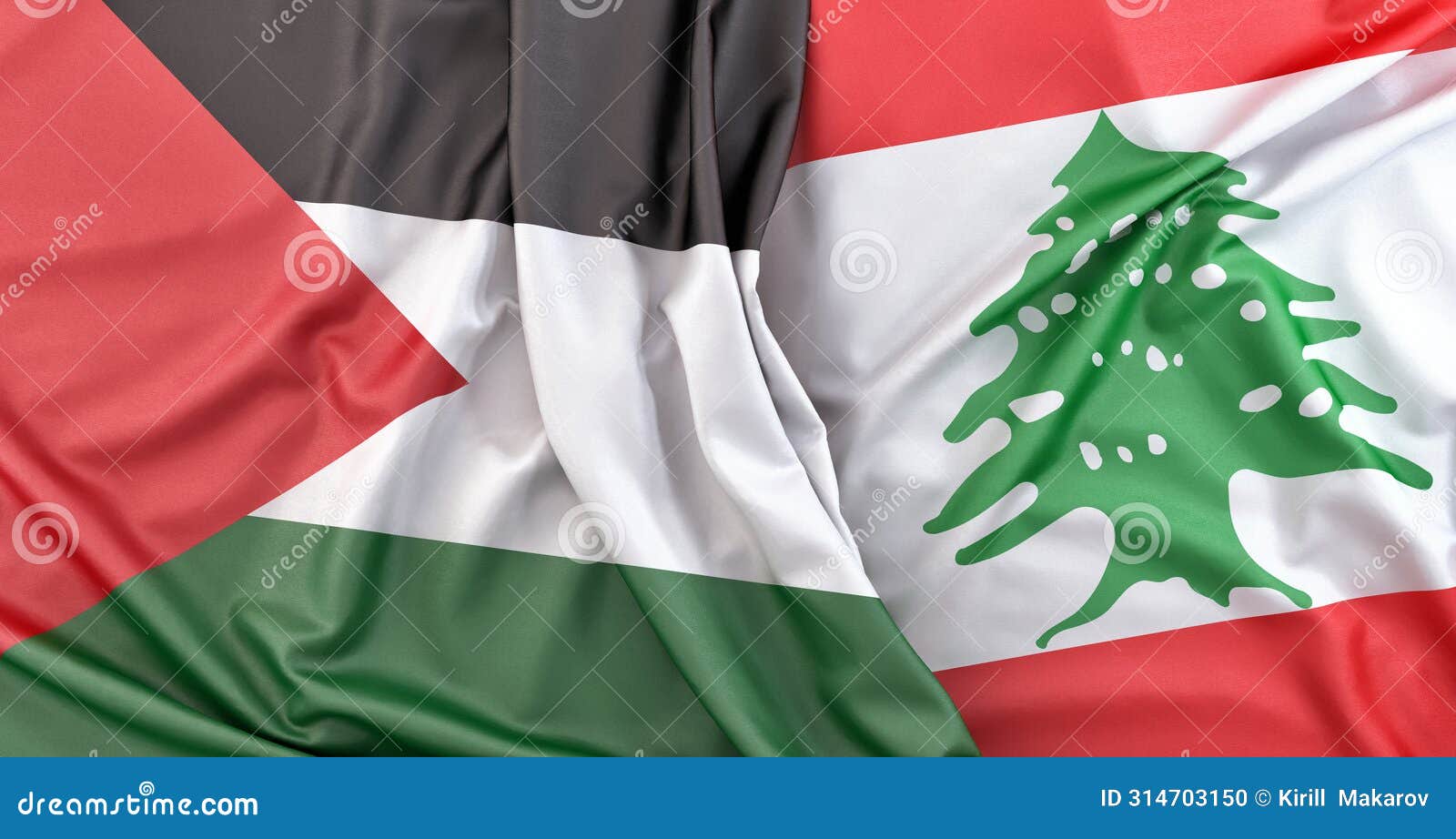 Palestine Vs Lebanon, Lebanese Smoke Flags Placed Side By Side. Thick ...