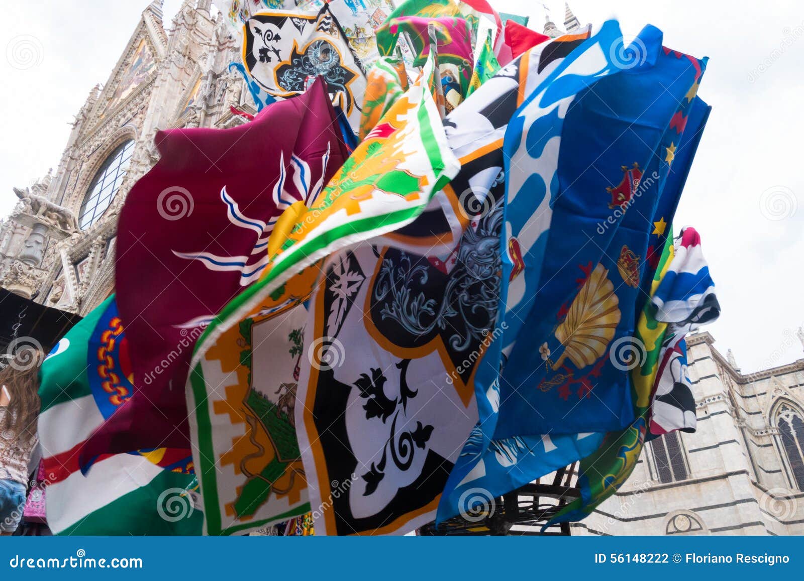 Flags of palio in Siena stock photo. Image of gothic - 56148222