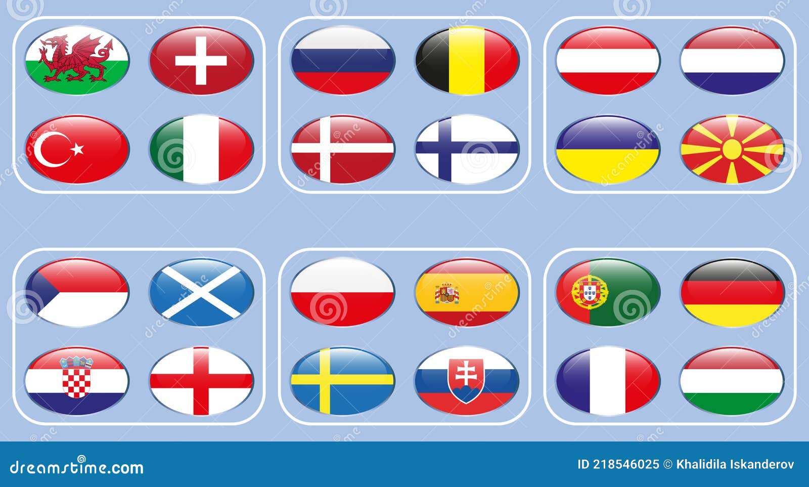 Flags of the Participating Teams with the Text for the European Cup ...