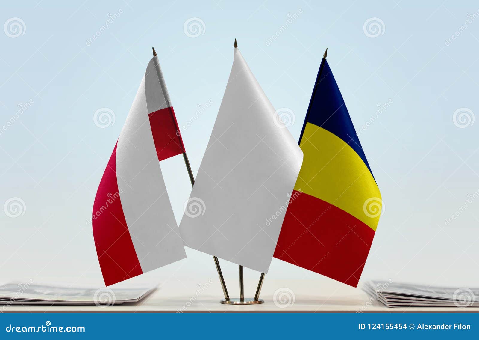 Flags of Poland and Chad stock photo. Image of empty - 124155454