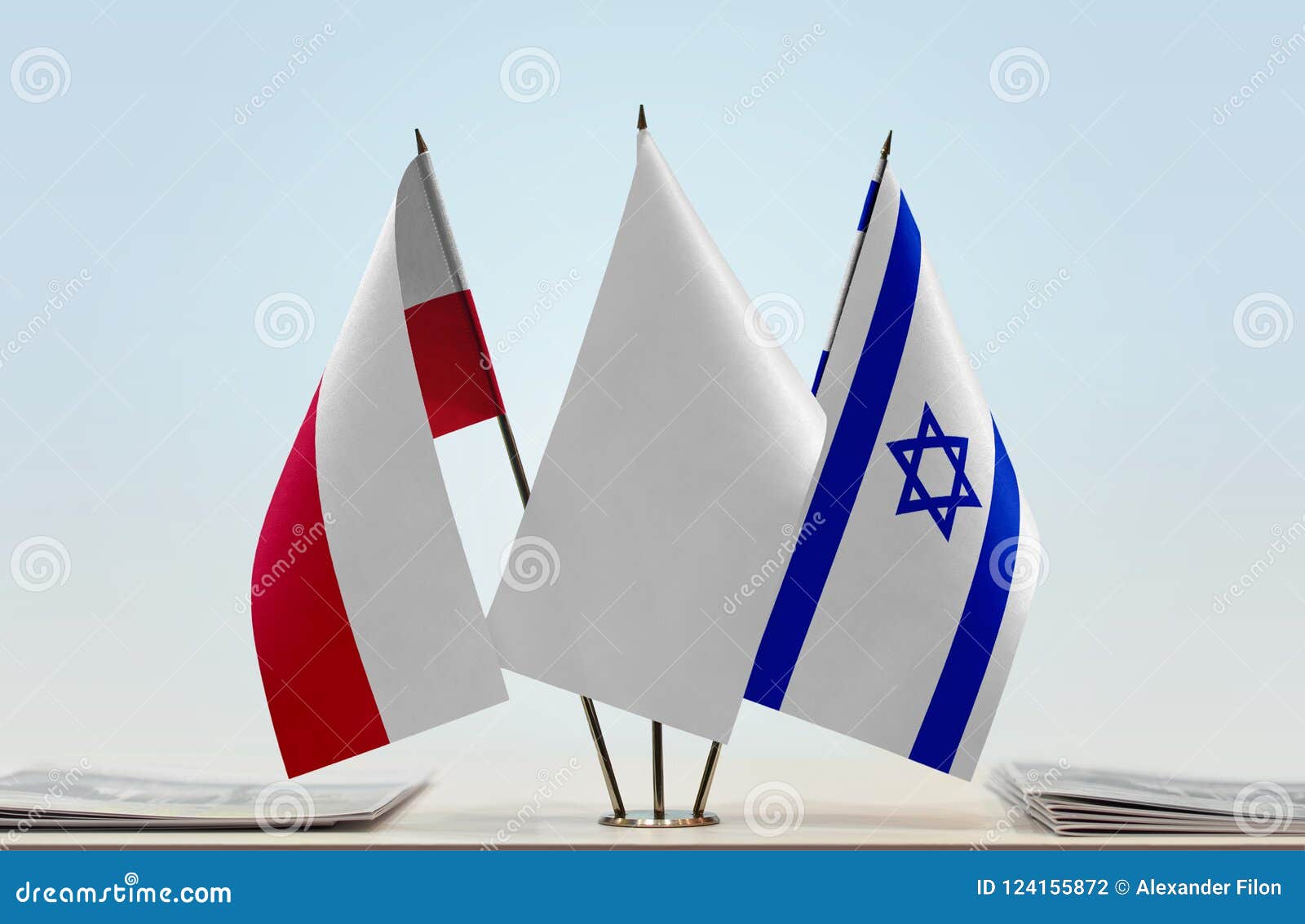 Flags of Poland and Israel stock photo. Image of alliance - 124155872