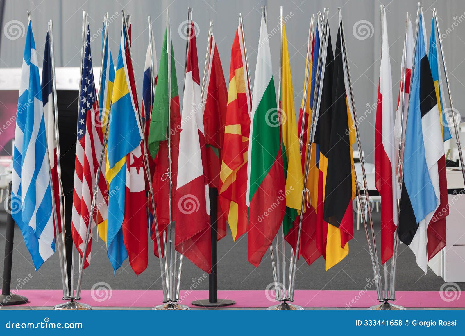 Flags with Pole of Various Nations Stock Photo - Image of banner ...