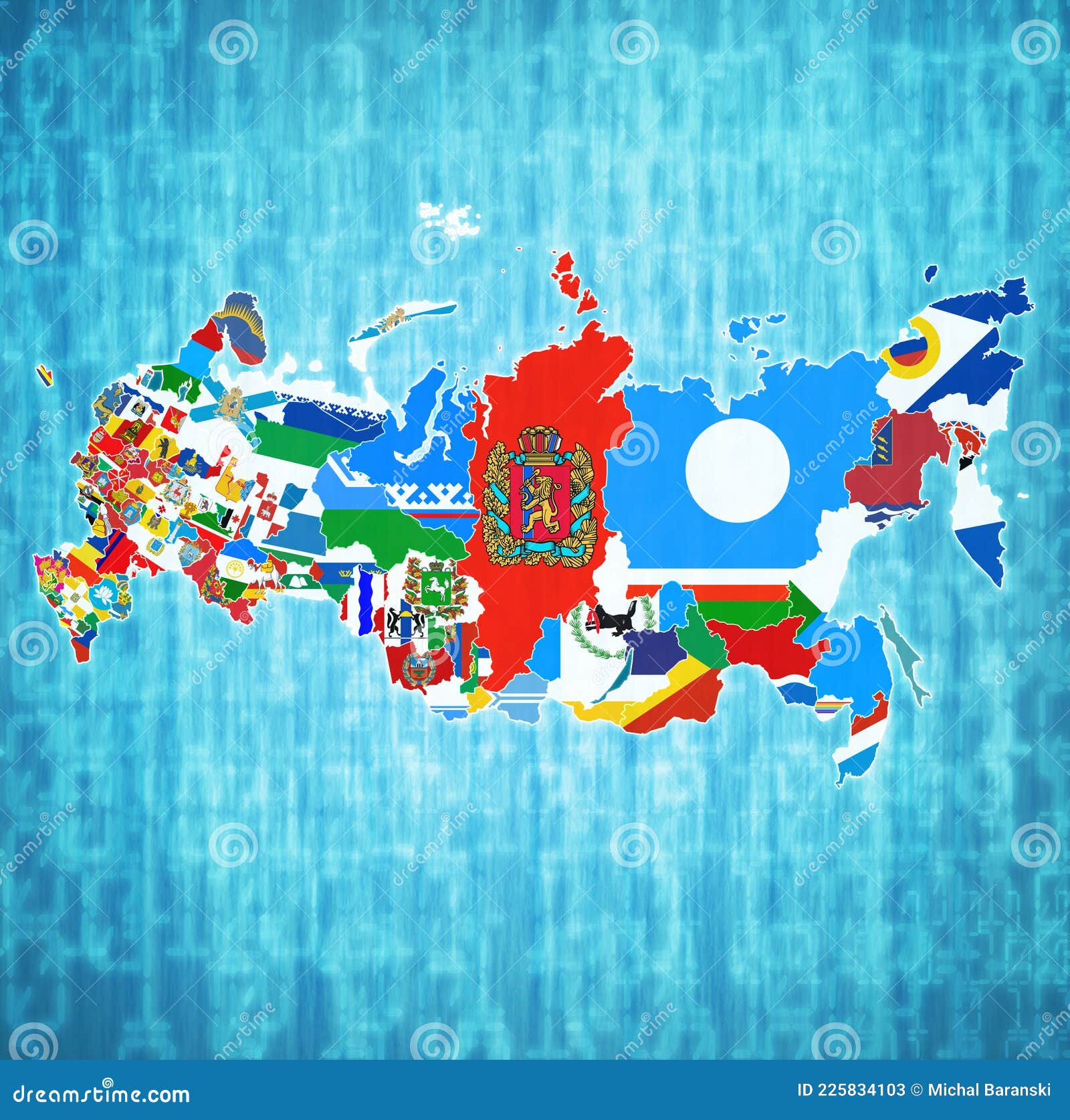 Flags of Regions on Administration Map of Russia Stock Image - Image of ...