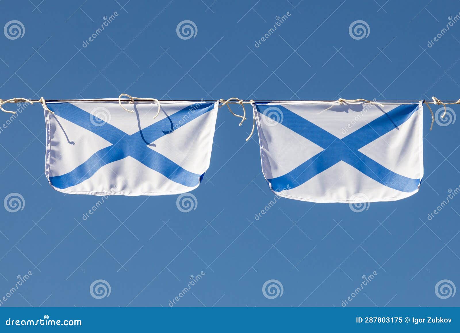 Flags of the Russian Navy Against the Blue Sky Stock Image - Image of ...