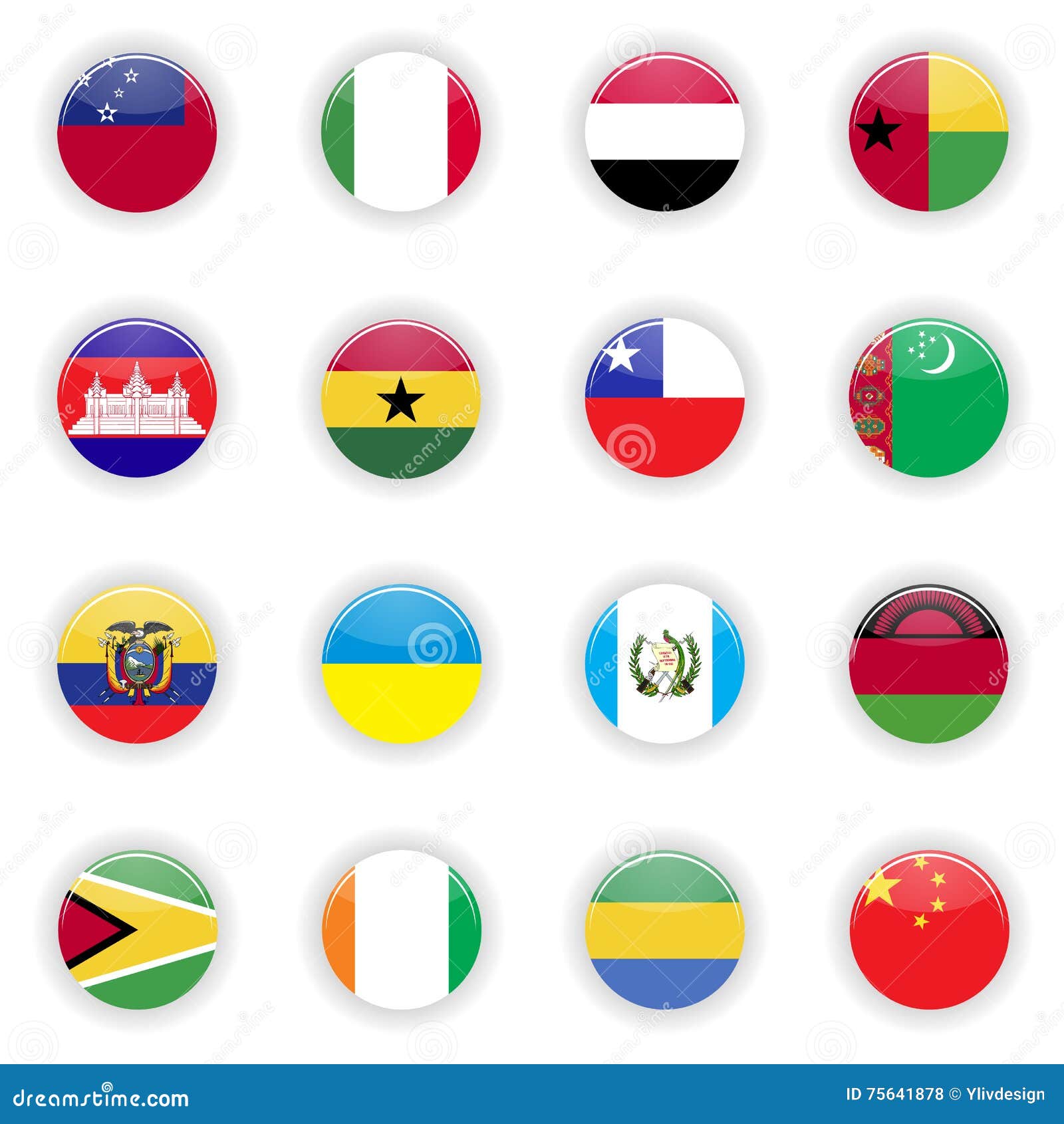 Flags set of the world stock vector. Illustration of collection - 75641878