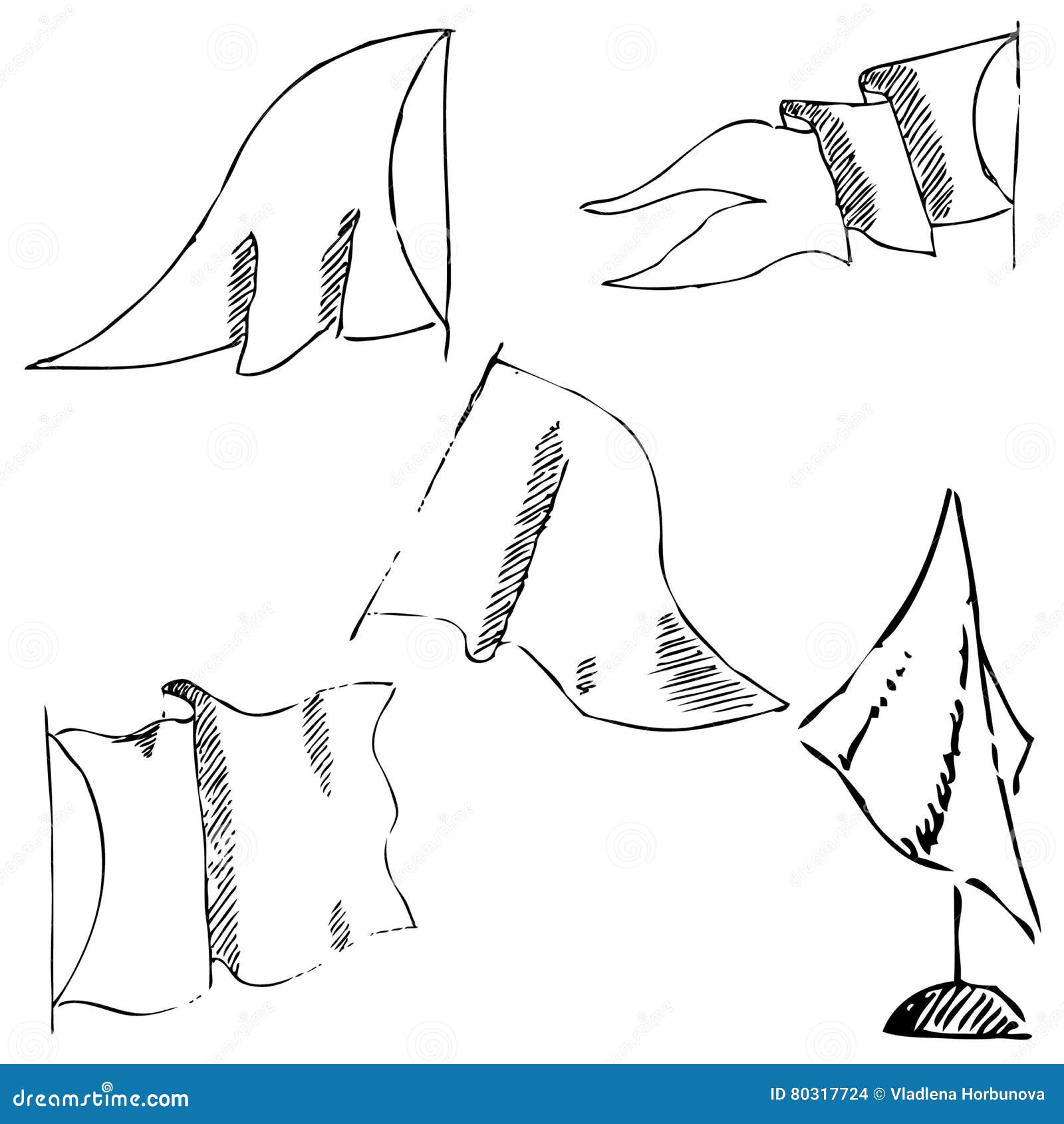 Flags Sketch. Pencil Drawing By Hand Vector Illustration ...