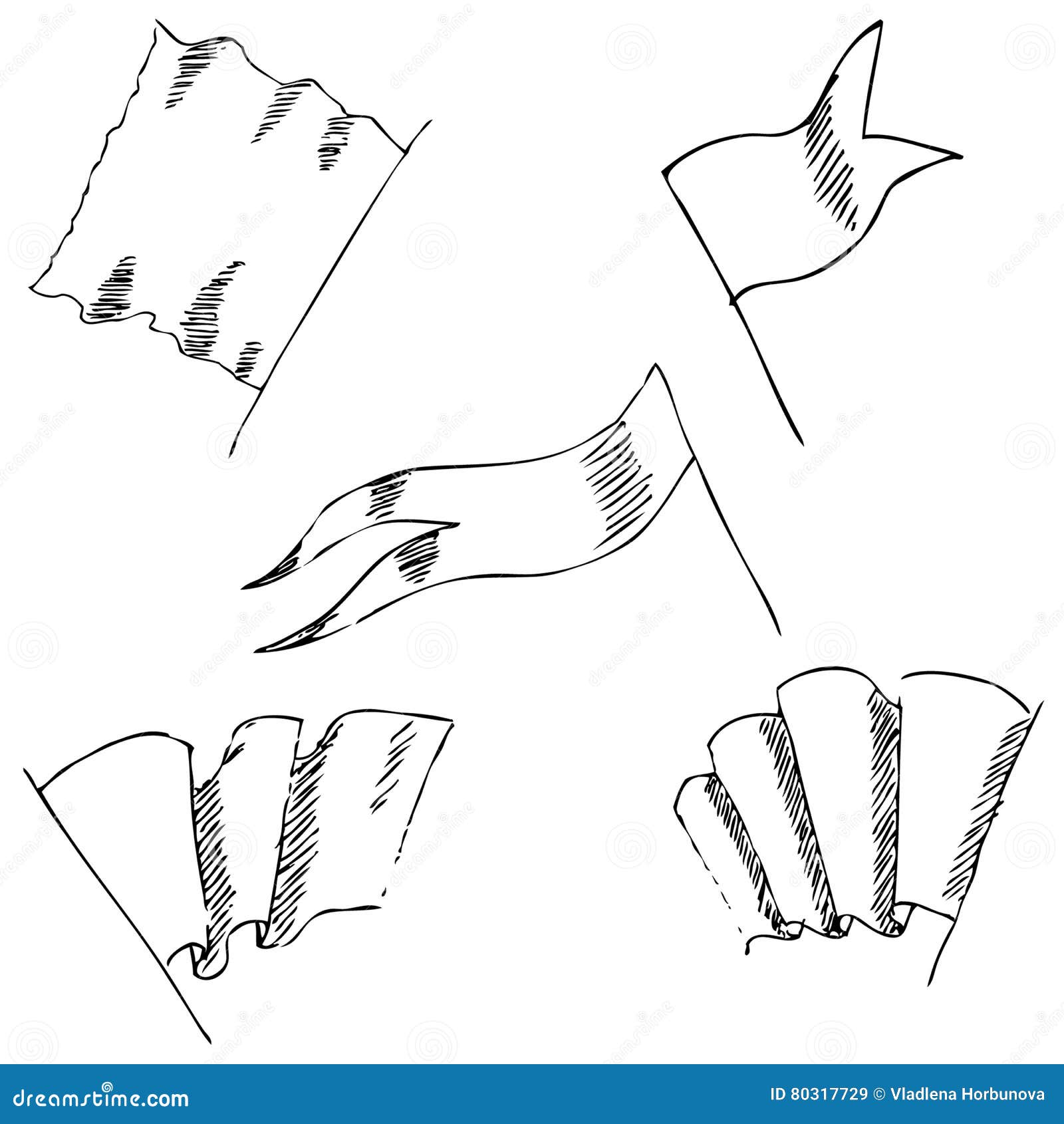 Flags Sketch. Pencil Drawing By Hand. Vintage Colors. Vector ...