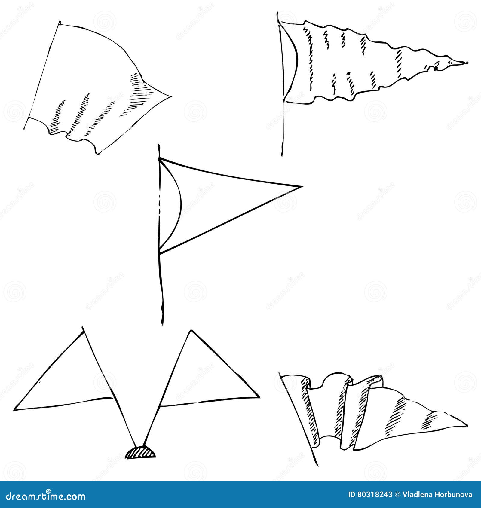 Flags Sketch. Pencil Drawing By Hand Vector Illustration ...