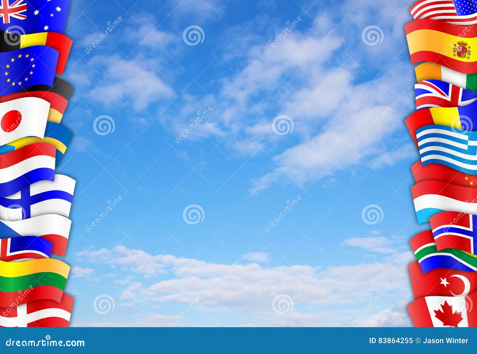 Flags Sky Border stock image. Image of border, country - 83864255