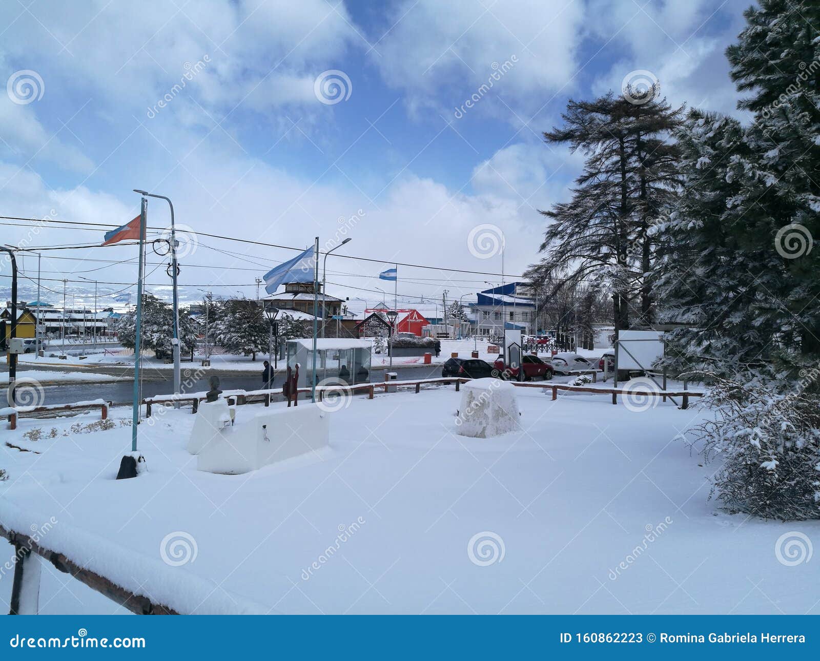 Flags in the snow stock image. Image of cold, snow, flags - 160862223