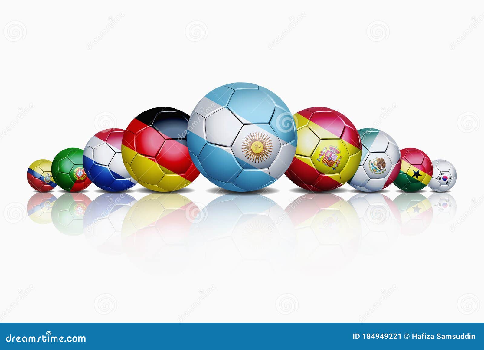 Flags on soccer balls stock illustration. Illustration of color - 184949221