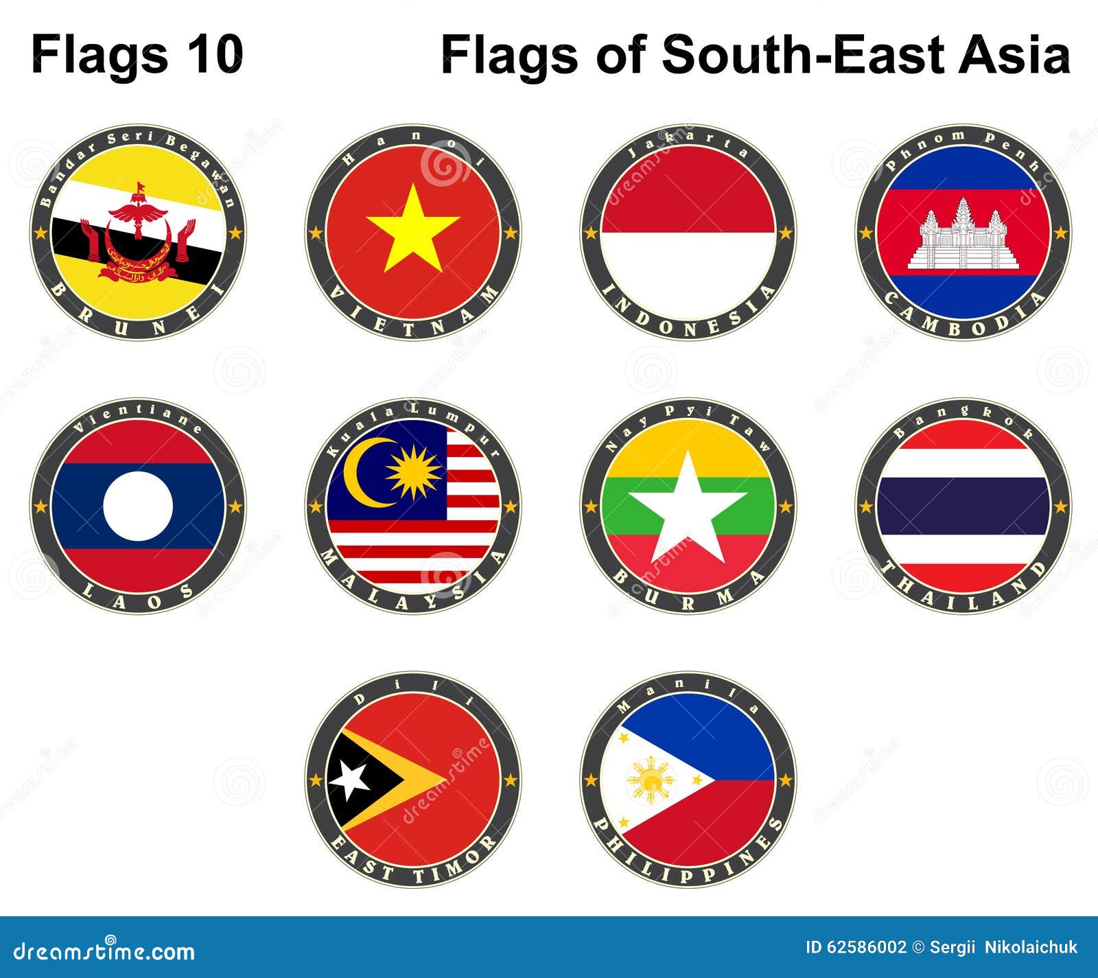 Flags Of South-East Asia. Flags 10. Stock Vector - Image: 62586002