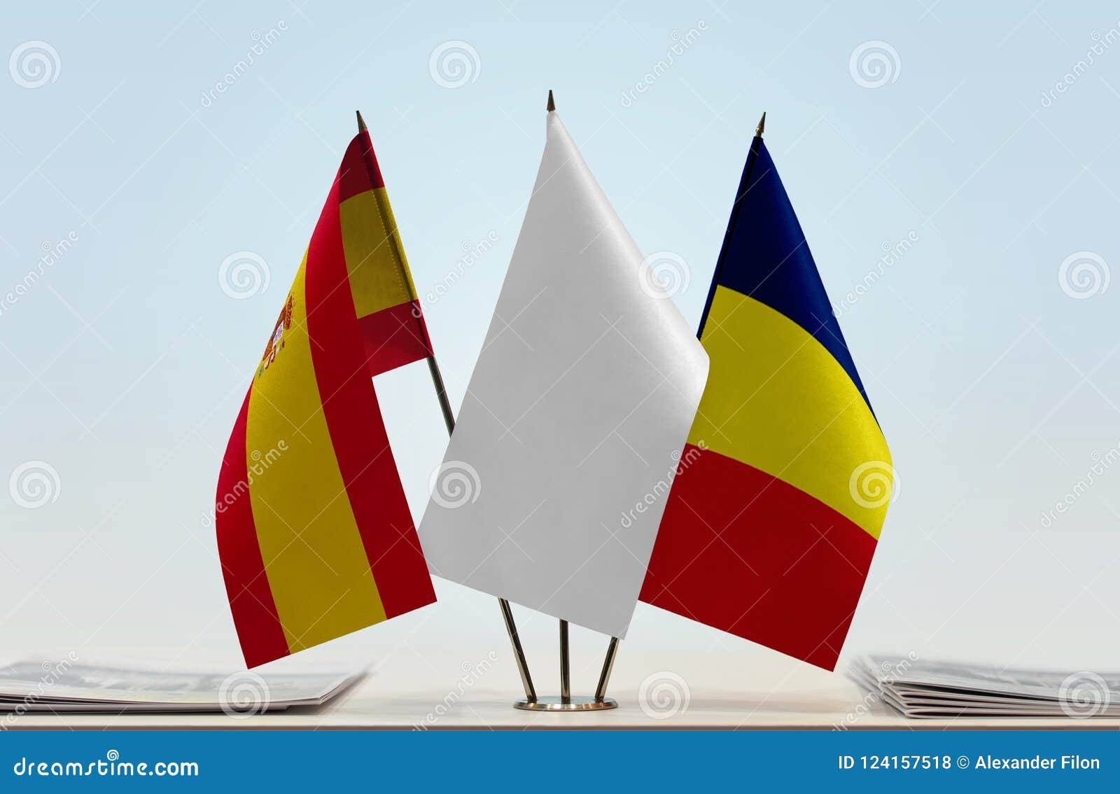 Flags of Spain and Chad stock photo. Image of invest - 124157518
