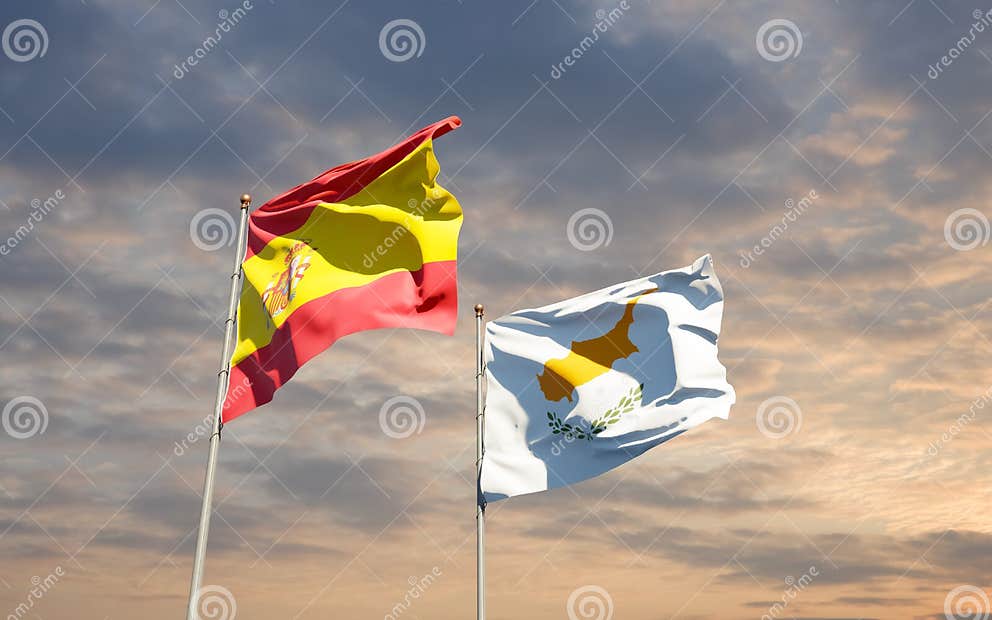 Flags of Spain and Cyprus stock illustration. Illustration of banner ...