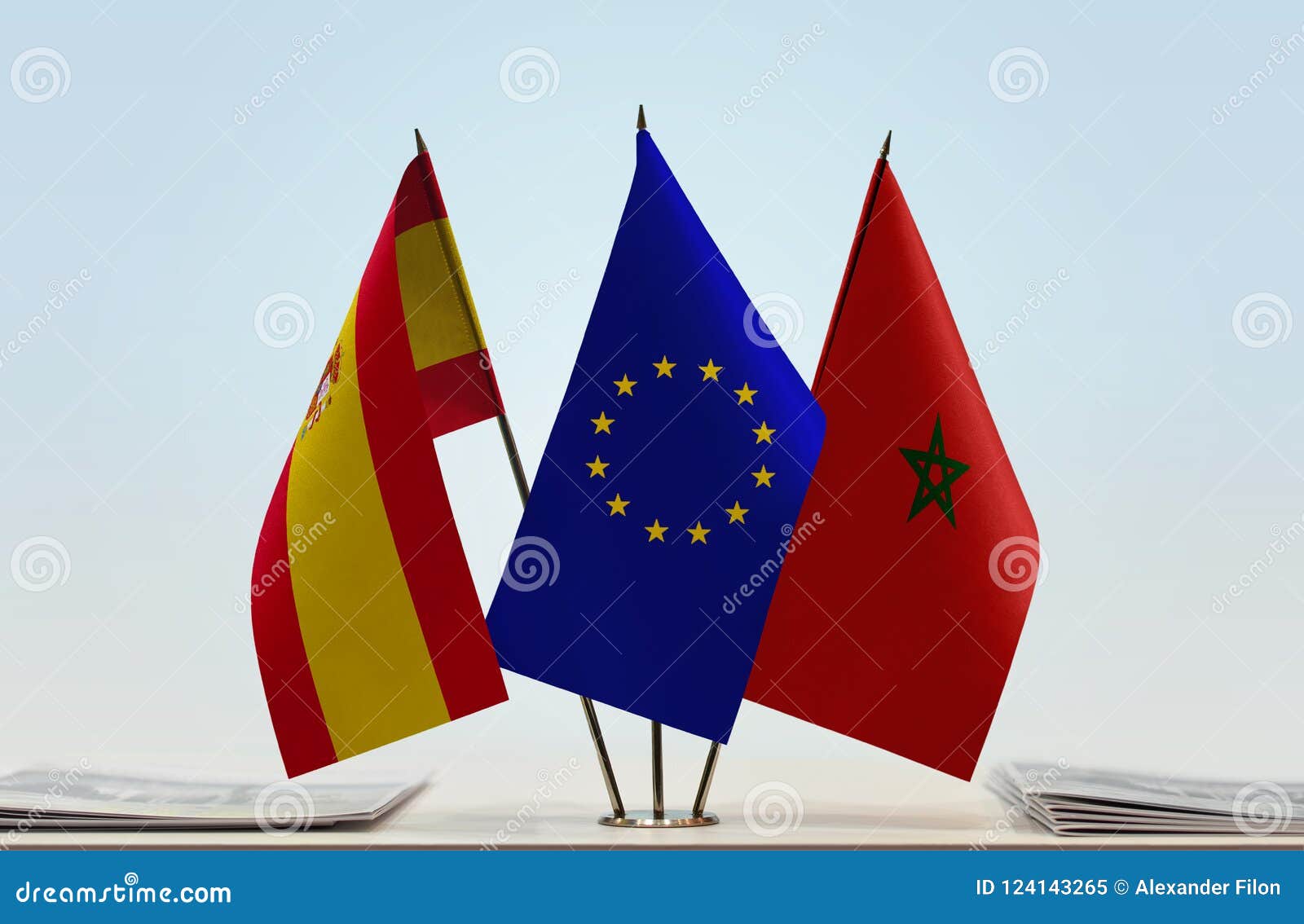 Flags of Spain EU and Morocco Stock Illustration - Illustration of ...