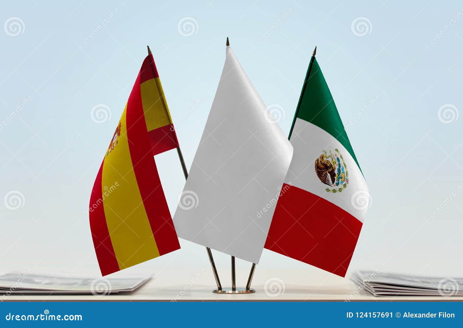 Flags of Spain and Mexico stock image. Image of clean - 124157691