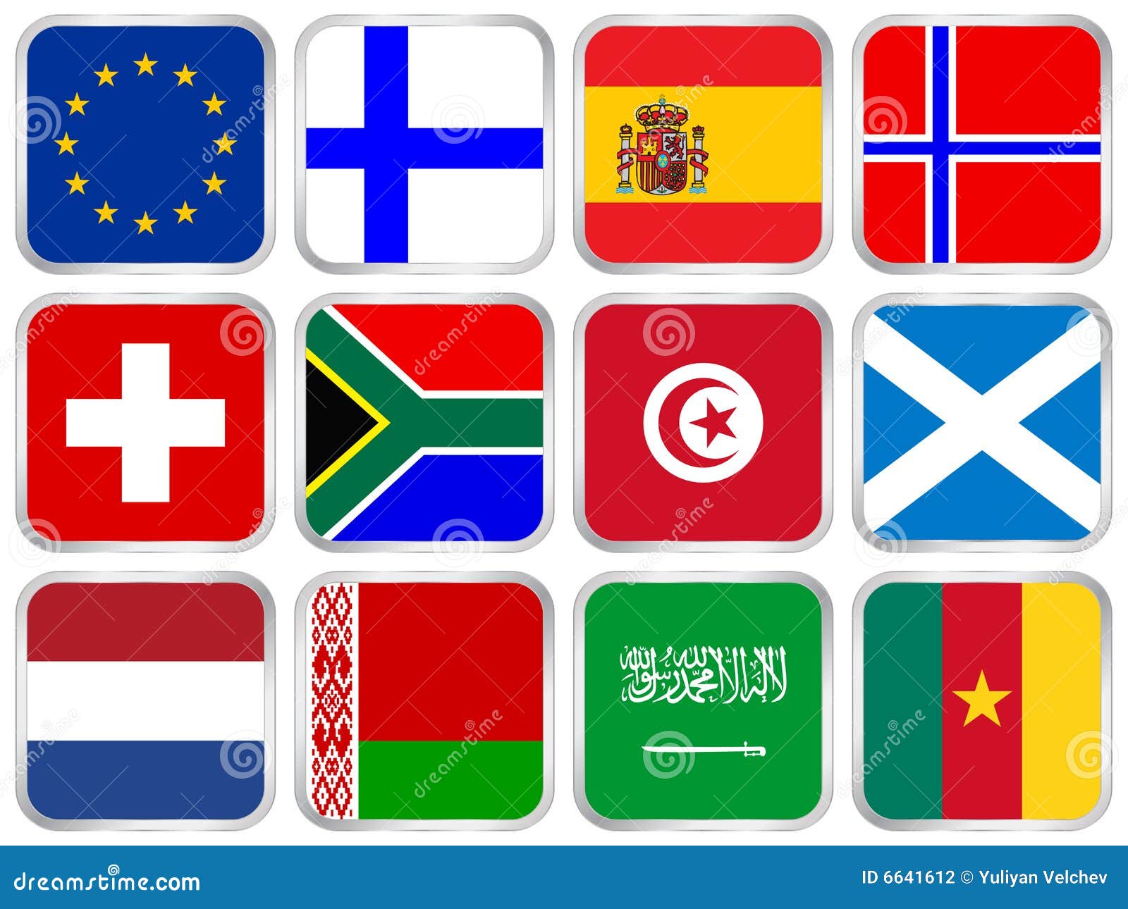 Flags square icon set 3 stock vector. Illustration of switzerland - 6641612