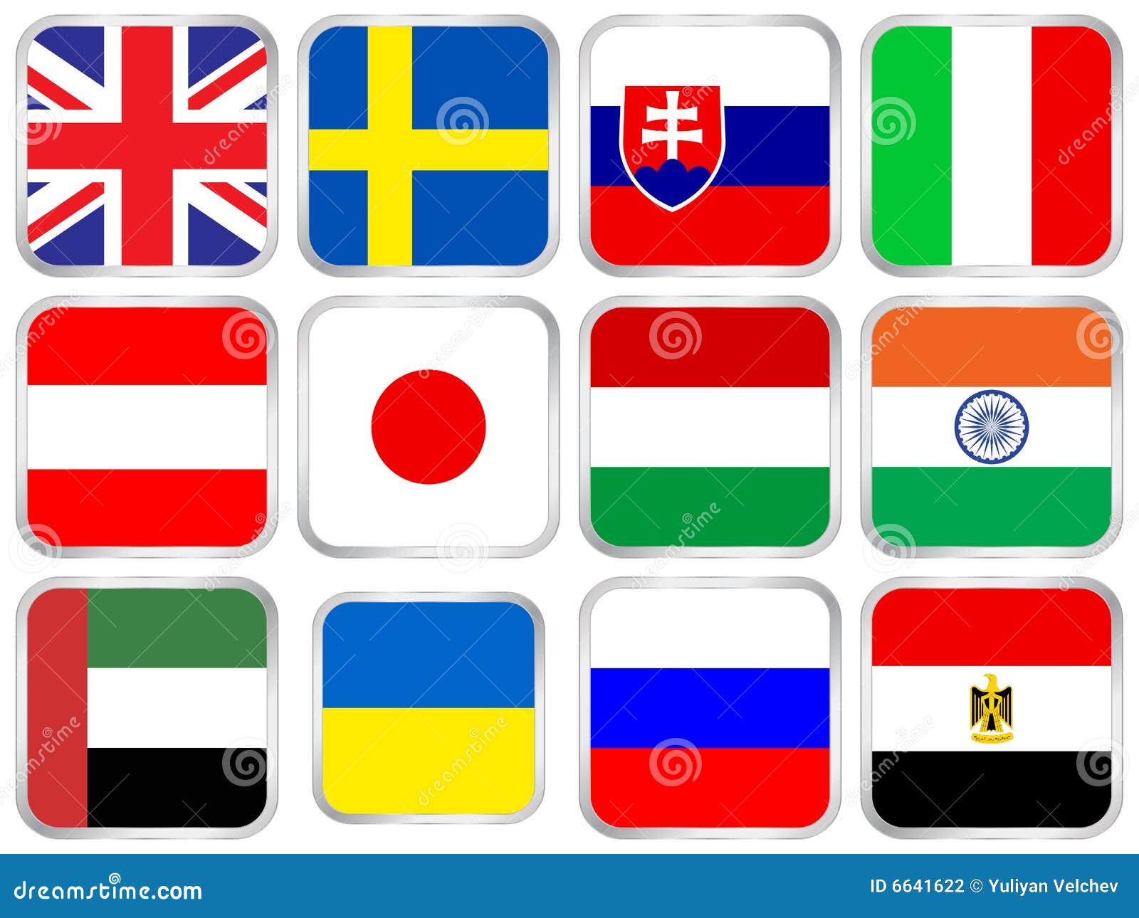 Flags square icon set 5 stock vector. Illustration of british - 6641622