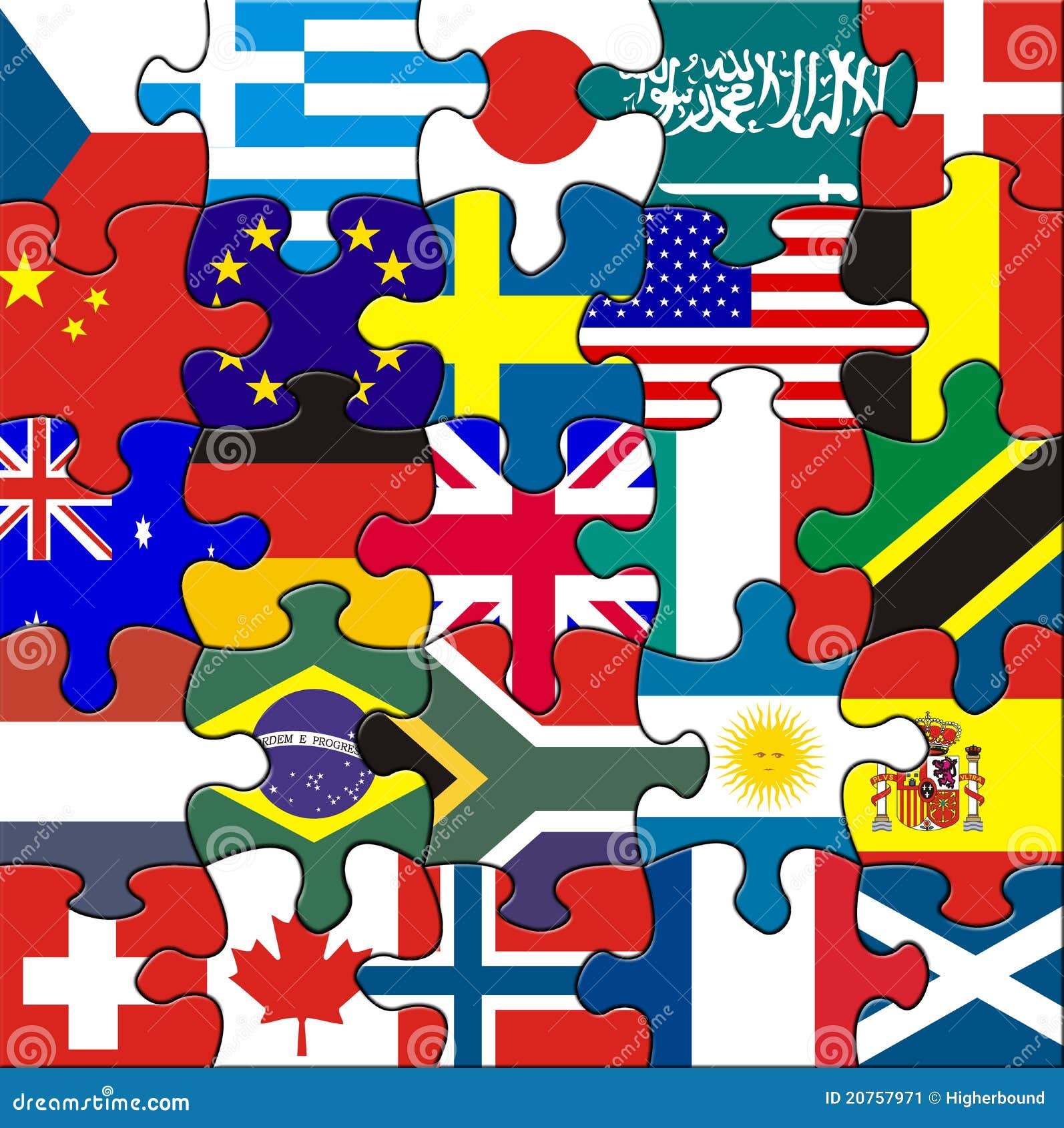 Flags in a square jigsaw stock illustration. Illustration of brazil ...