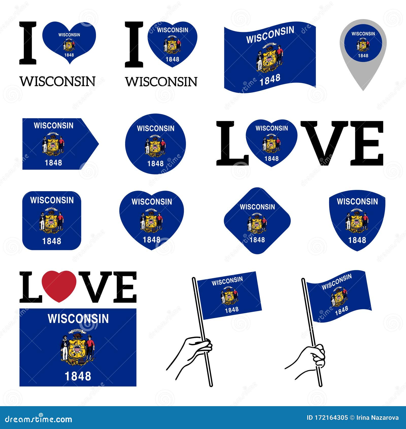 Flag of Wisconsin. Set of Vector Flags Stock Vector - Illustration of ...