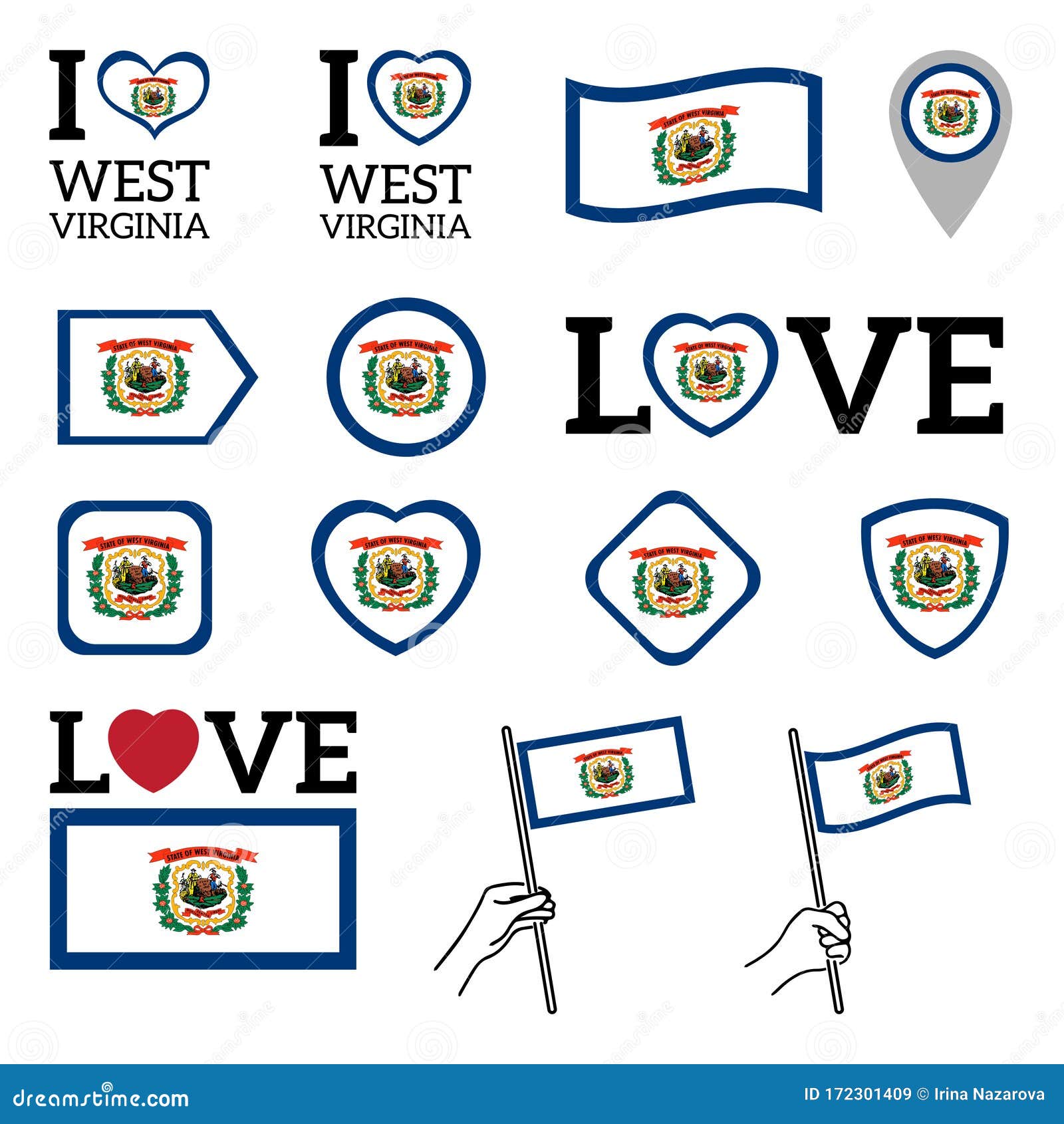 Flag of West Virginia. Set of Vector Flags Stock Vector - Illustration ...