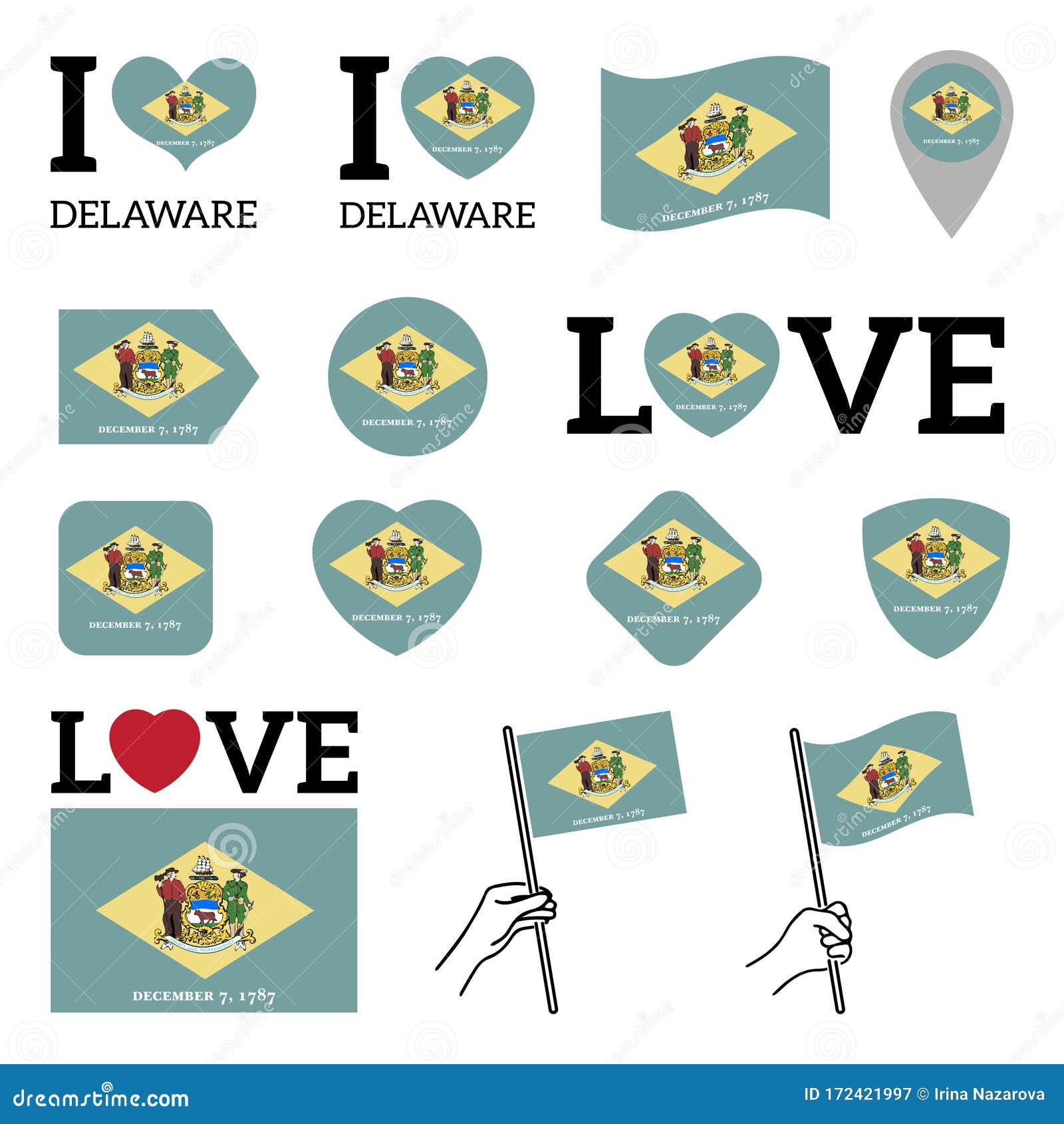 Flag of Delaware. Set of Vector Flags Stock Vector - Illustration of ...