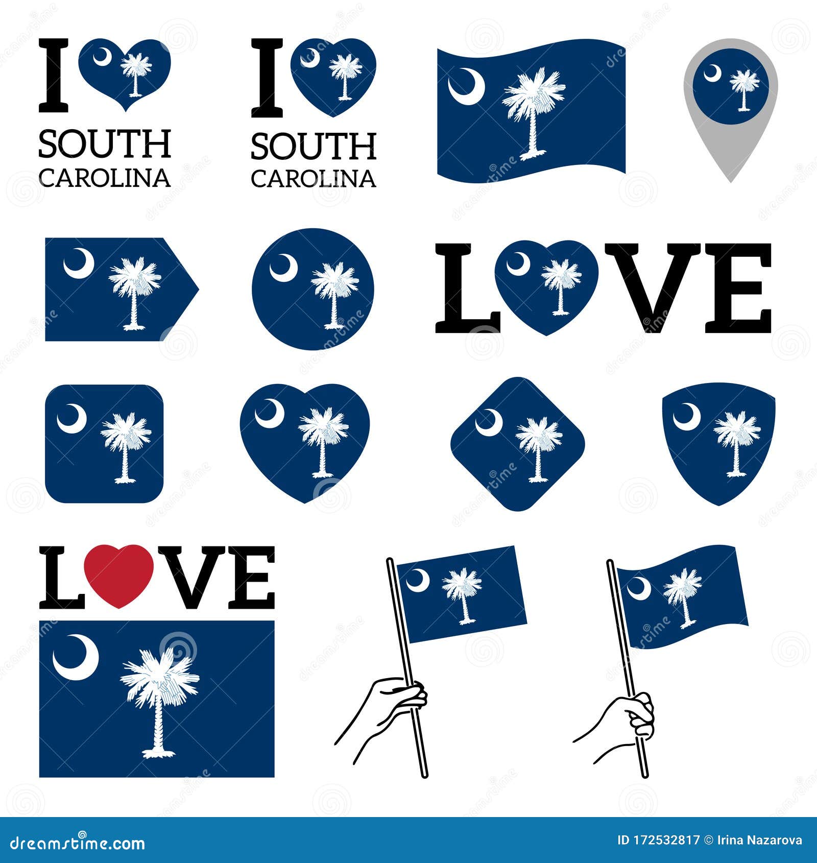 Flag of South Carolina. Set of Vector Flags Stock Vector - Illustration ...