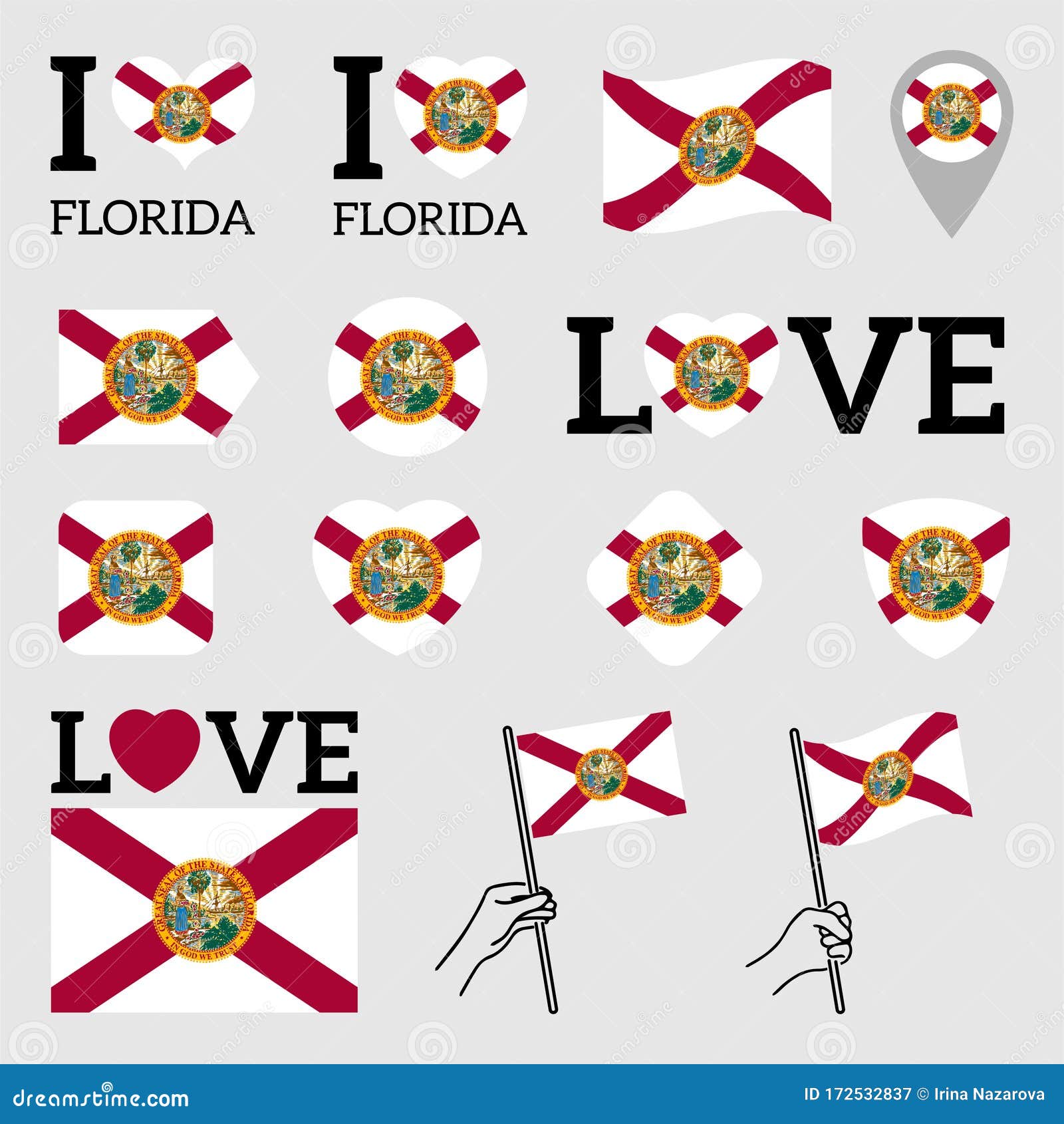 Flag of Florida. Set of Vector Flags Stock Vector - Illustration of ...