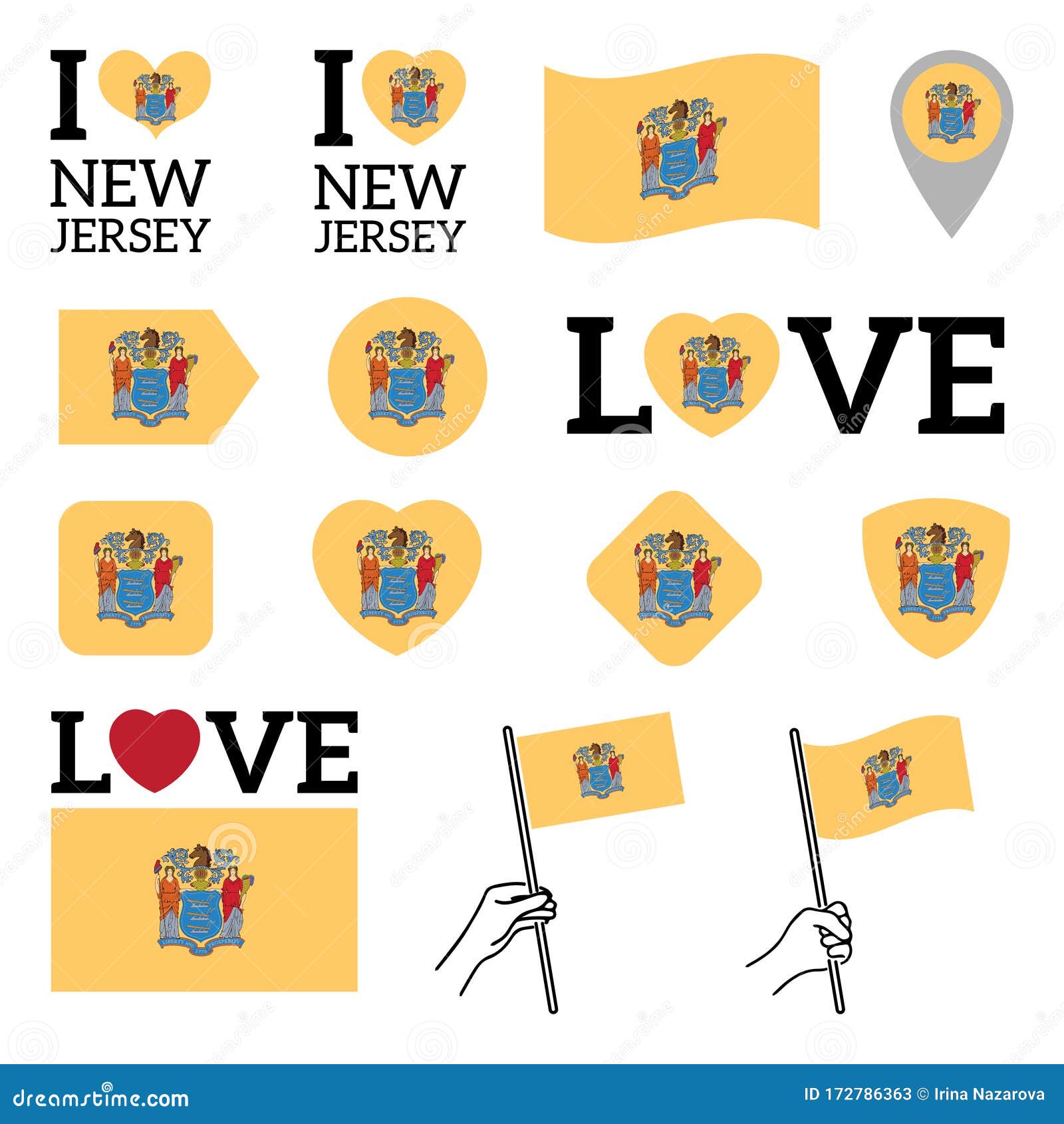 Flag of New Jersey. Set of Vector Flags Stock Vector - Illustration of ...