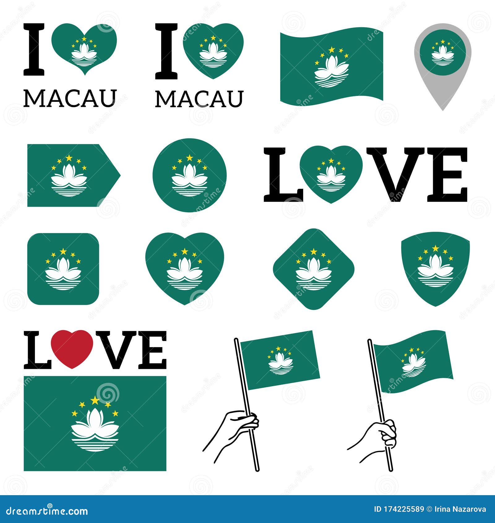 Flag of Macau. Set of Vector Flags. Stock Vector - Illustration of ...